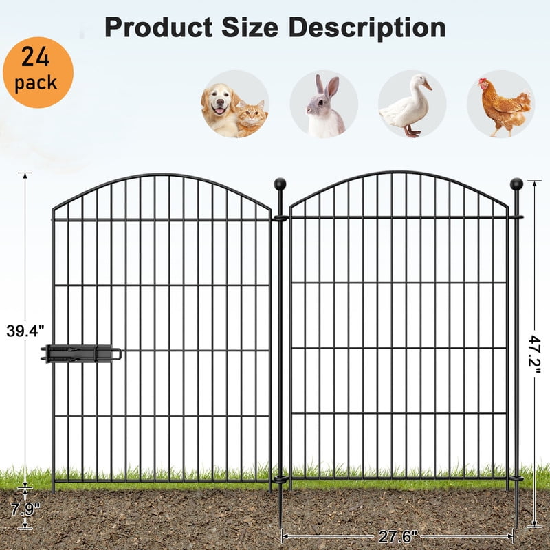 QAQ Garden Fence Animal Barrier with Gate Rustproof Metal Wire Tall Fencing Border Outdoor no ...