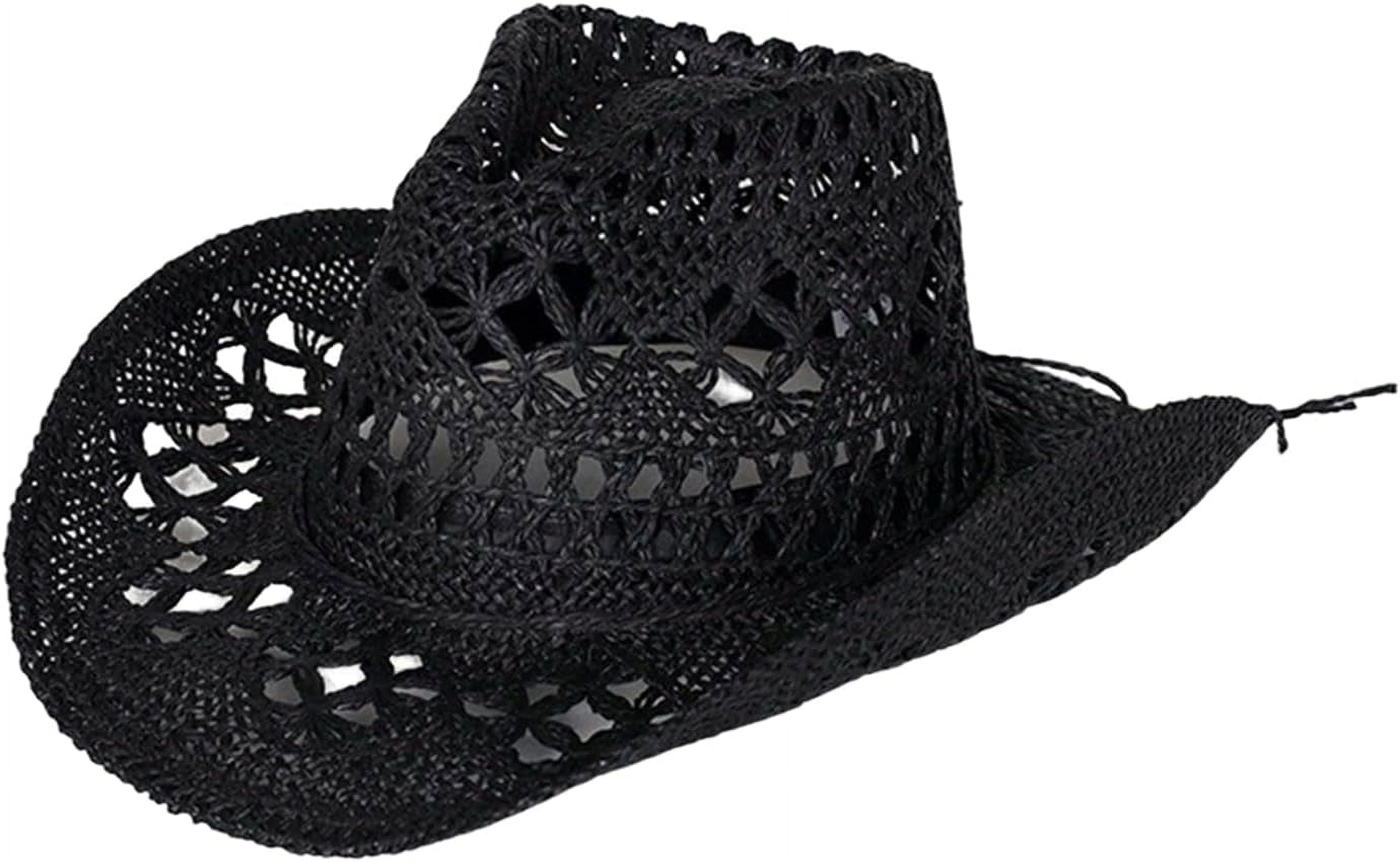 QAQ-Straw Cowboy Hats Straw Hat Ventilated Hollow Round Collapsible ...