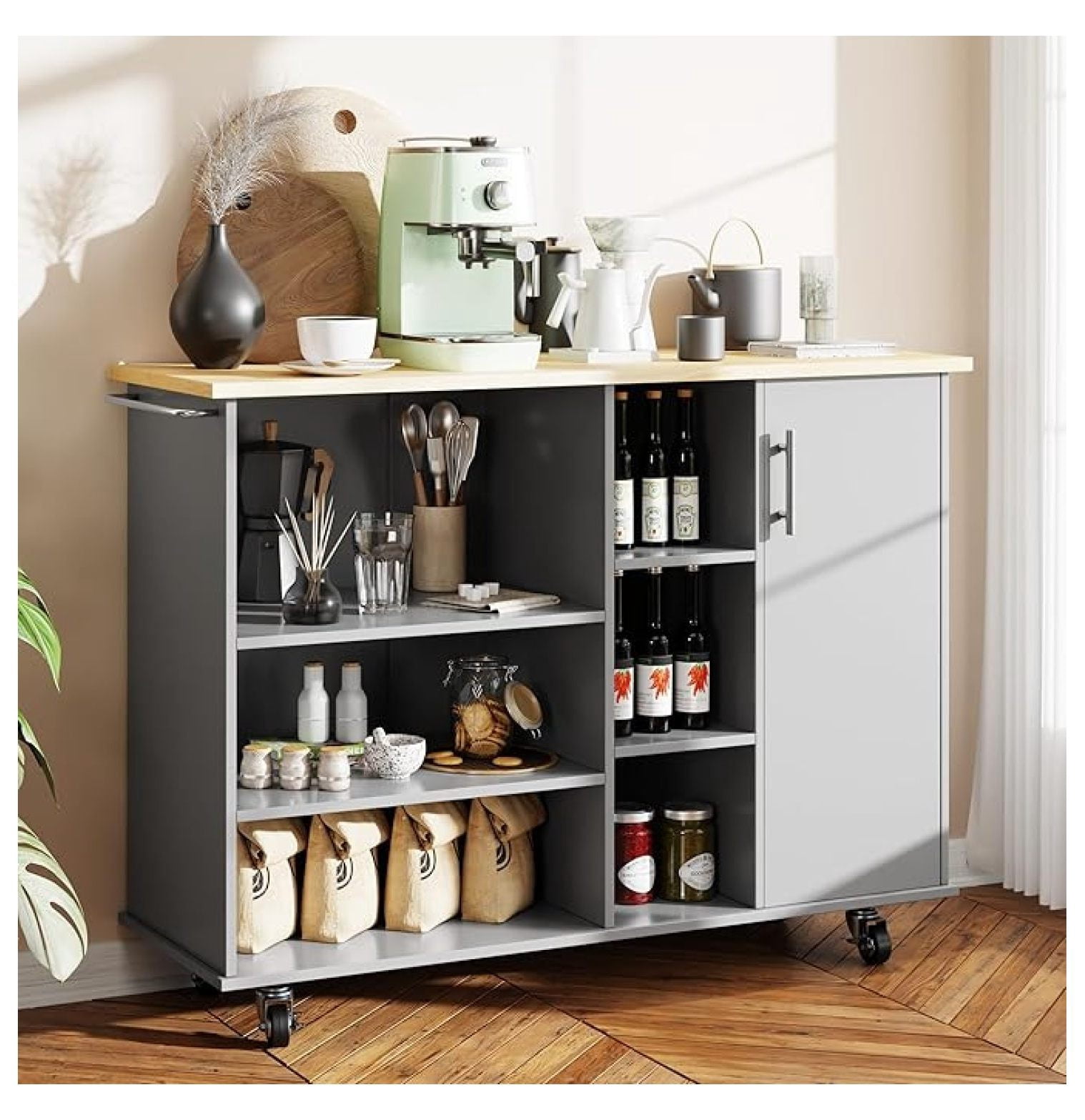 QAQA " Kitchen Island Cart Furniture cart on Wheels with Storage ...