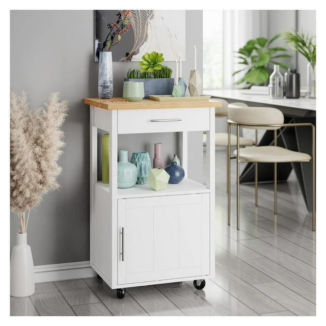 QAQA Kitchen Island on Wheels with Storage, Kitchen Cart with Drawer ...