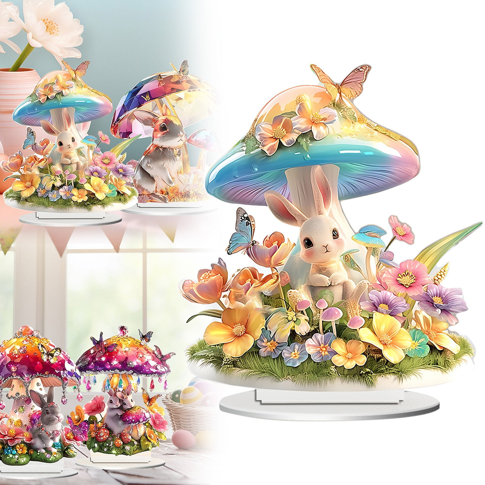 QAQuu 2D Easter Bunny Tabletop Decor – Colored Spring Logo Ornament ...
