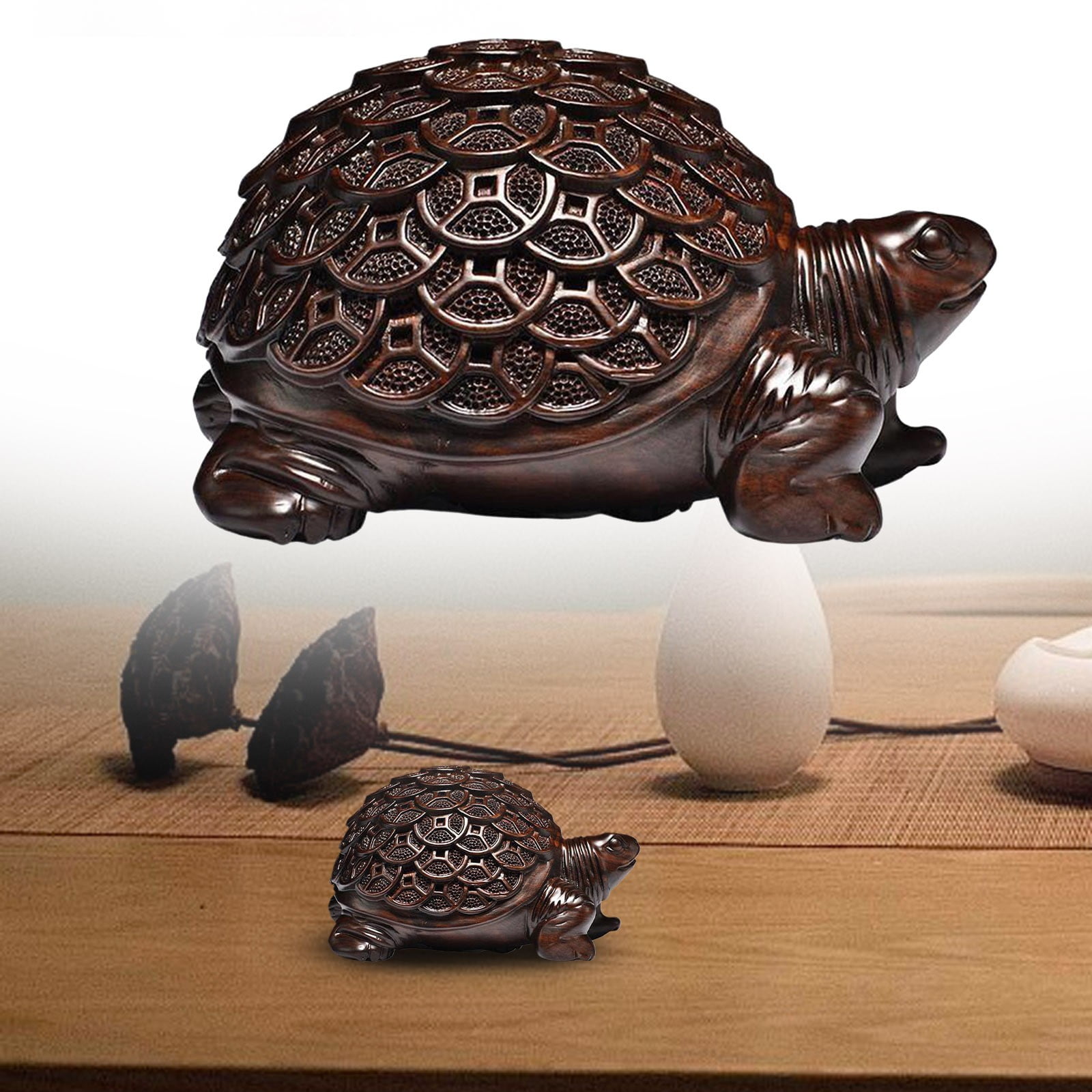 QAQuu Black Rosewood Feng Shui Dragon Turtle Statue – Wealth and Luck ...