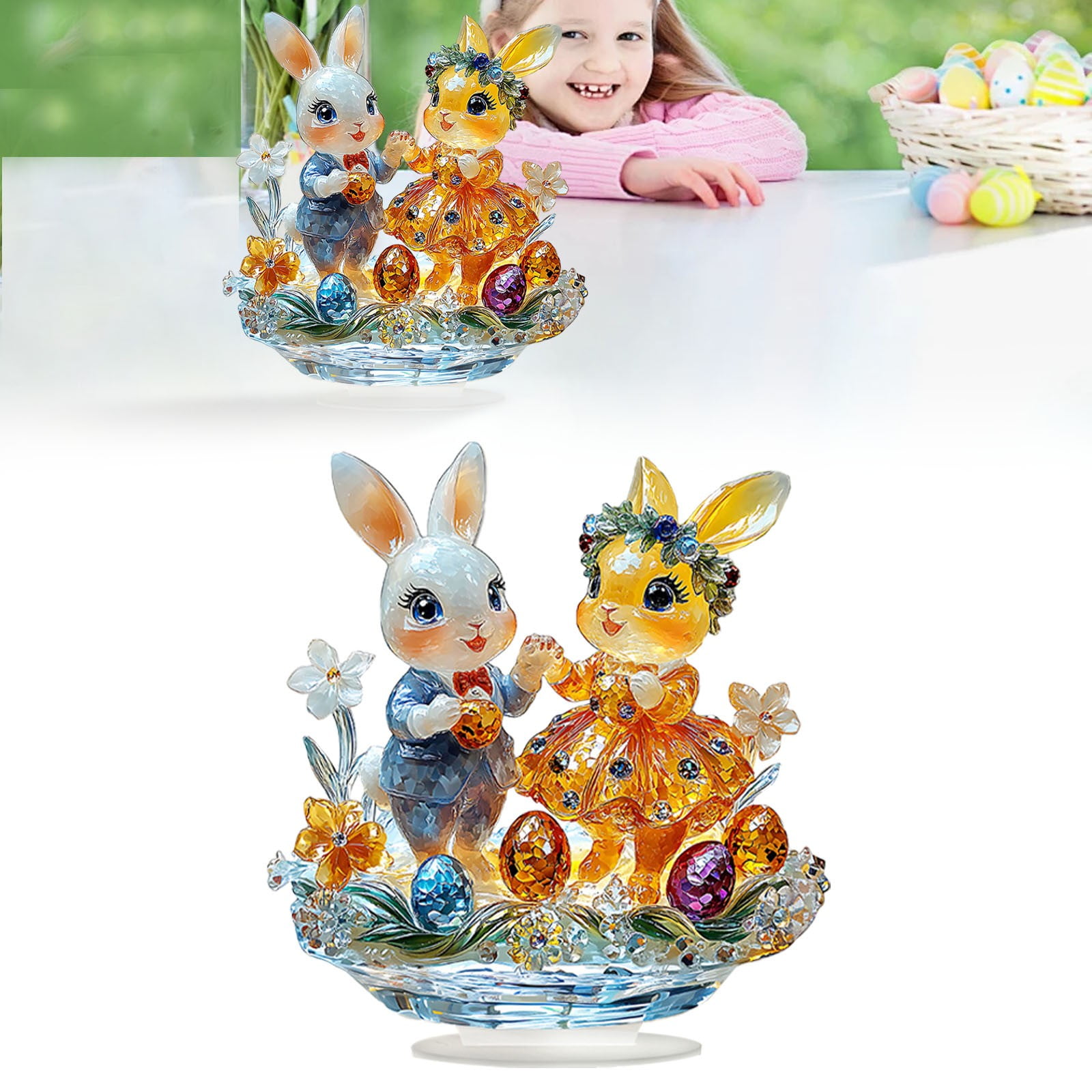 QAQuu Colorful 2D Acrylic Easter Bunny Statue – Fashionable Decorative ...