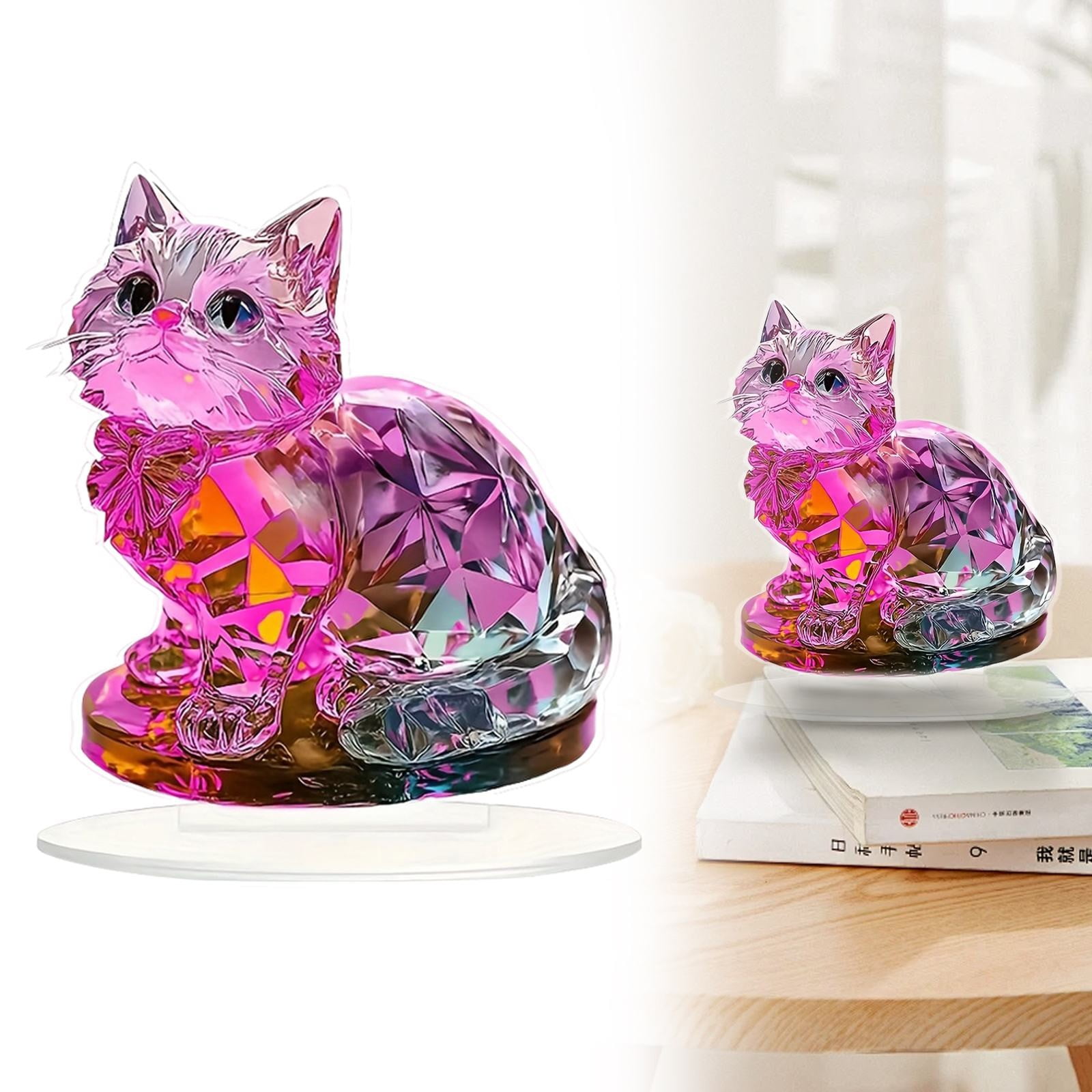 QAQuu Colorful Acrylic Cat Desktop Decor – 2D Flat Logo, Perfect for ...