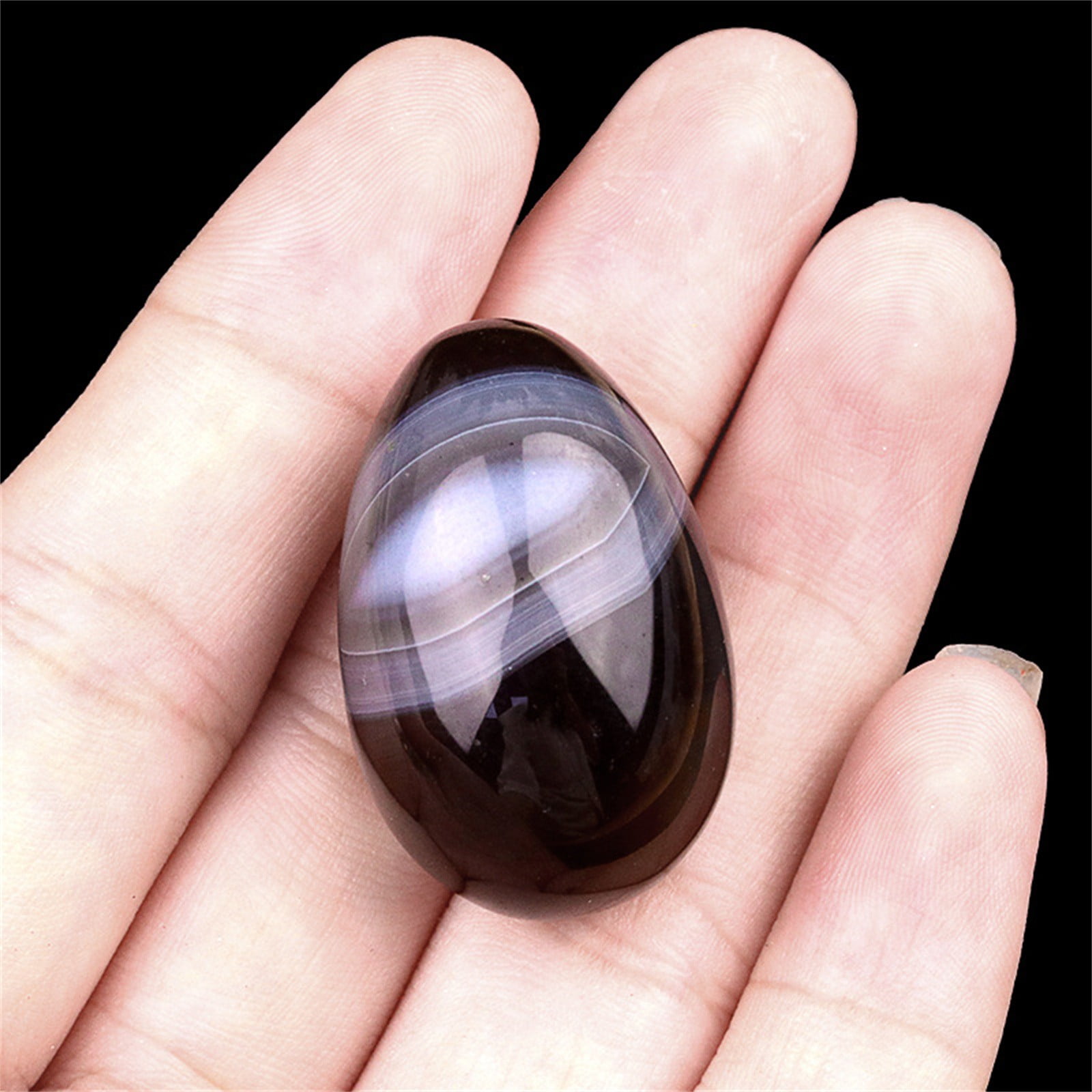 QAQuu Polished Stone Egg – Pocket-Sized Worry Stone, Energy Display ...
