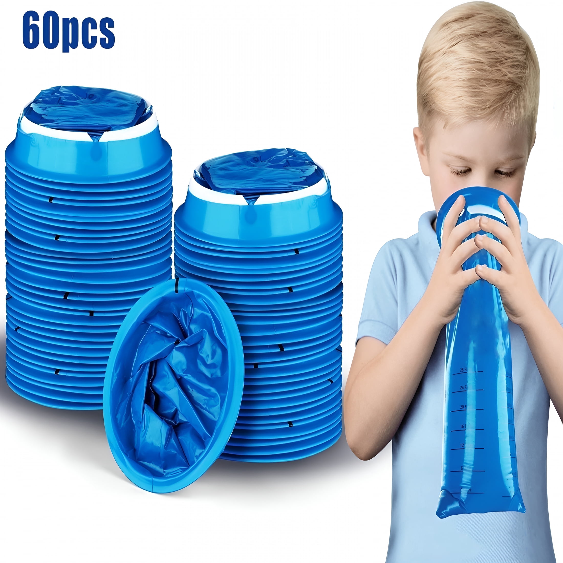 QARUN 1000Ml Vomit Bags Disposable-60 Pack Puke Bags for Kids-Portable ...