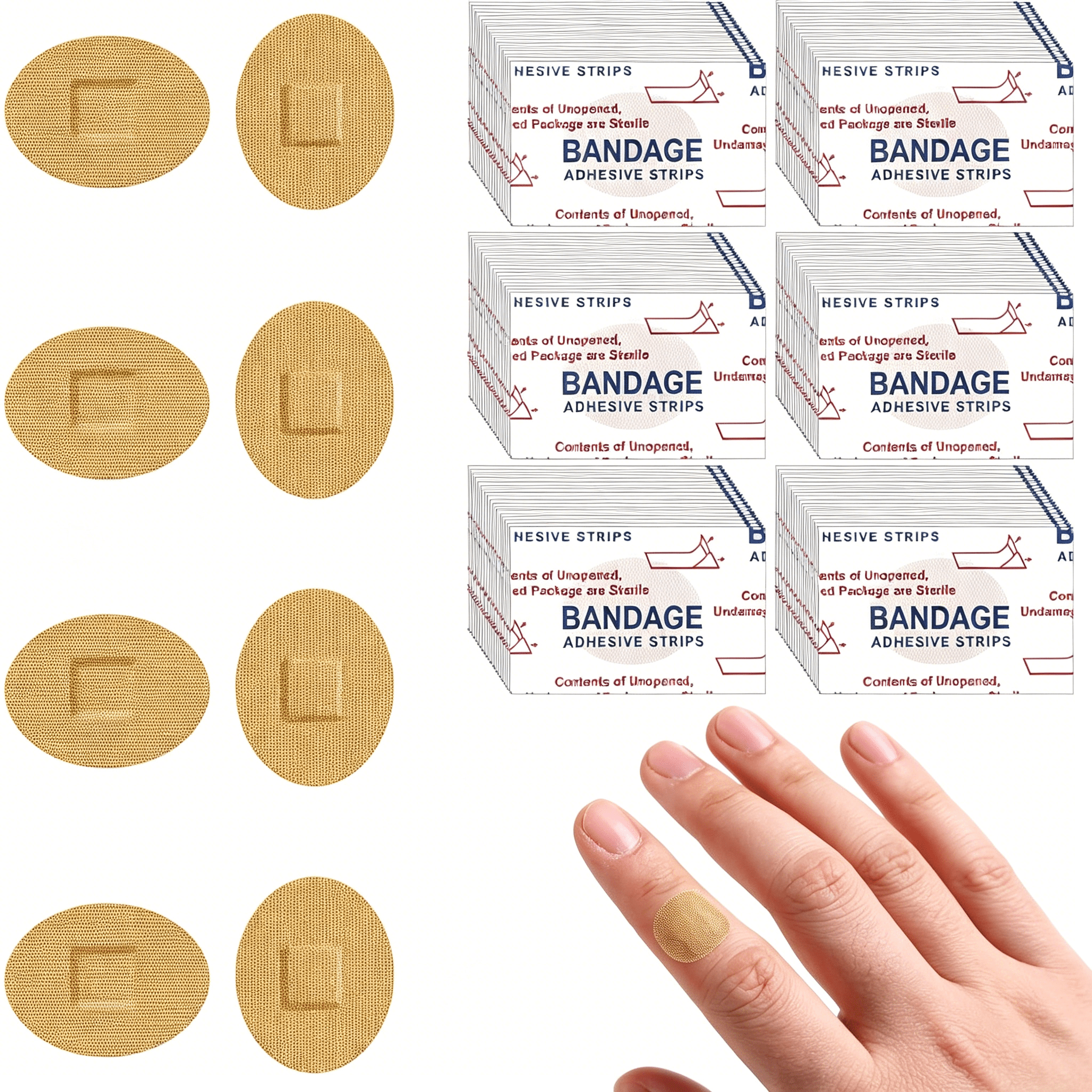 QARUN 200 Pcs 0.86" X 0.7" Adhesive Spot Bandage Round Fabric Adhesive ...