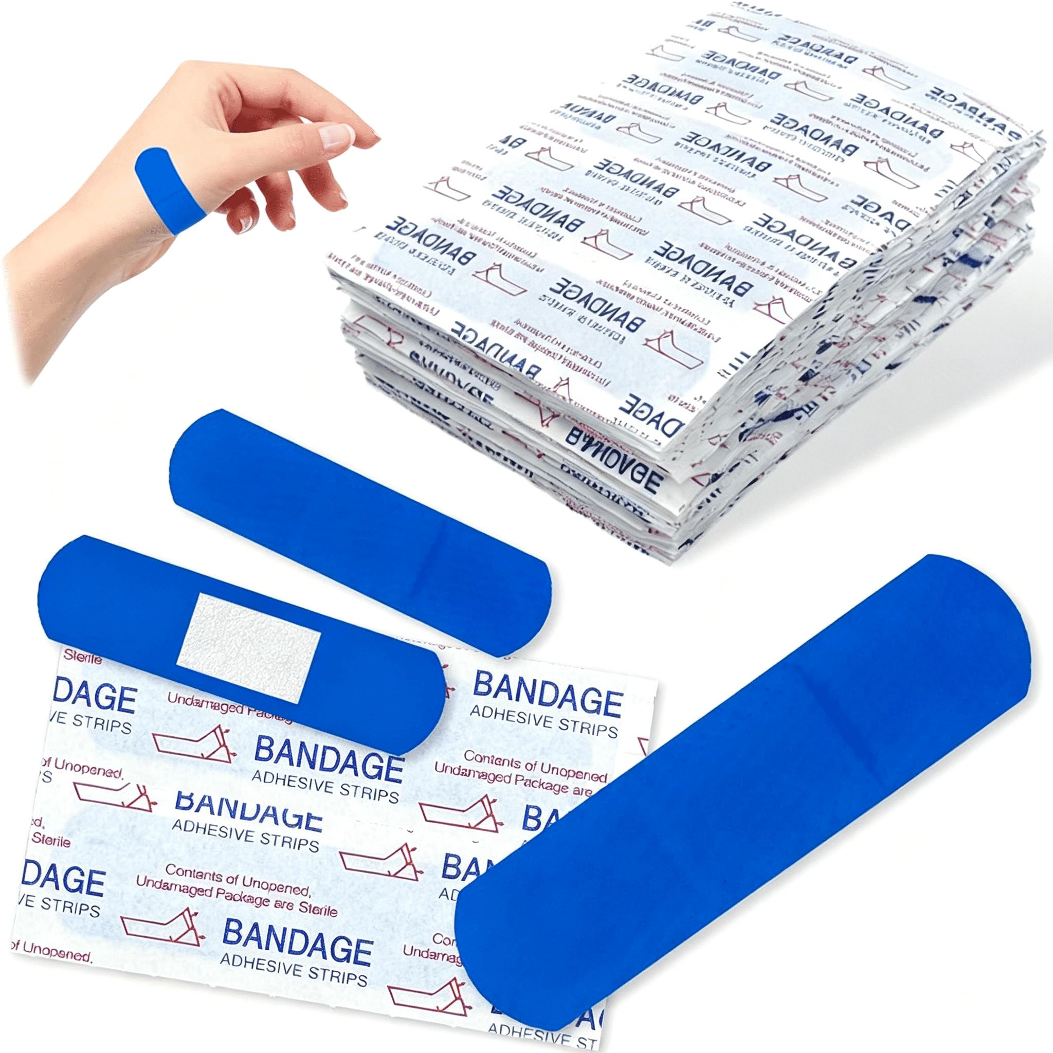 QARUN 200 Pcs Blue Metal Detectable Bandages Pe Waterproof Adhesive ...