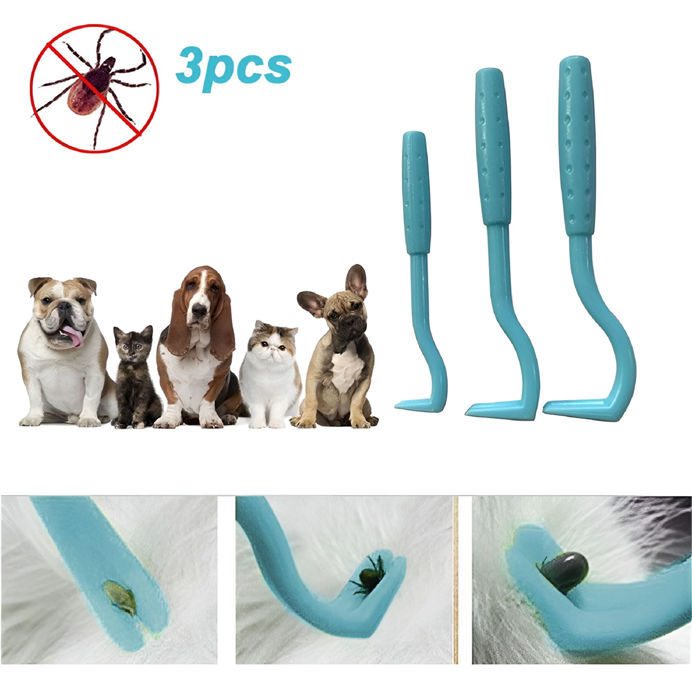 QARUN 2026 New 3Pcs Tick Removers Pet Tick Picker Dog Handheld Flea ...