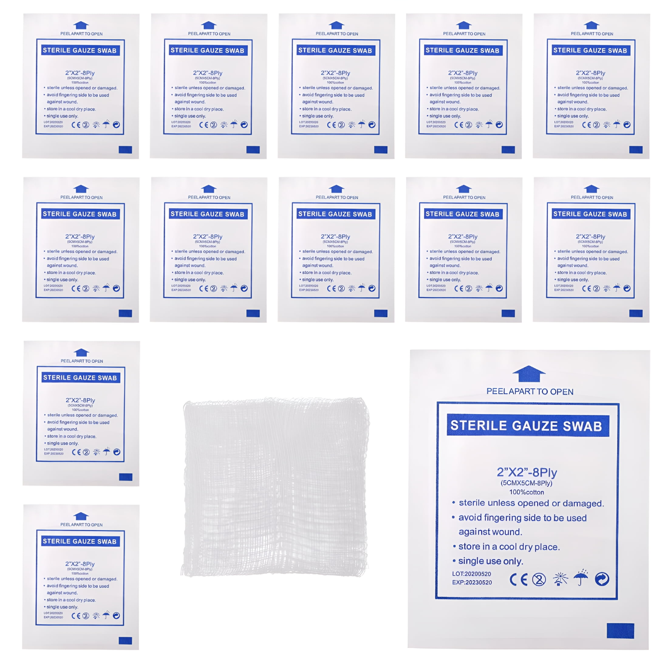 QARUN 30pcs Sterile Gauze Pads for Wound Dressing Disposable Absorbent ...