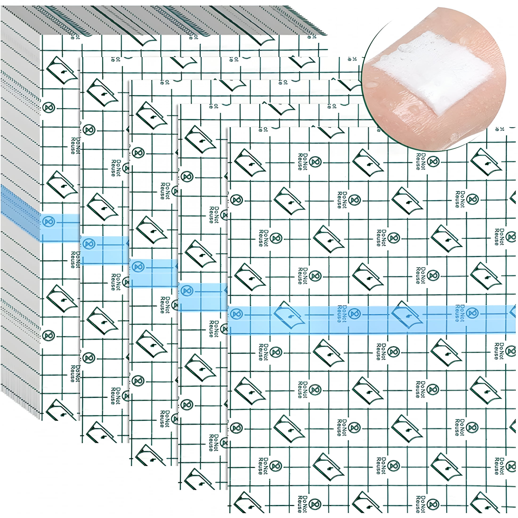 QARUN 50 Sheets Adhesive Waterproof Bandage Cover Transparent Stretch ...