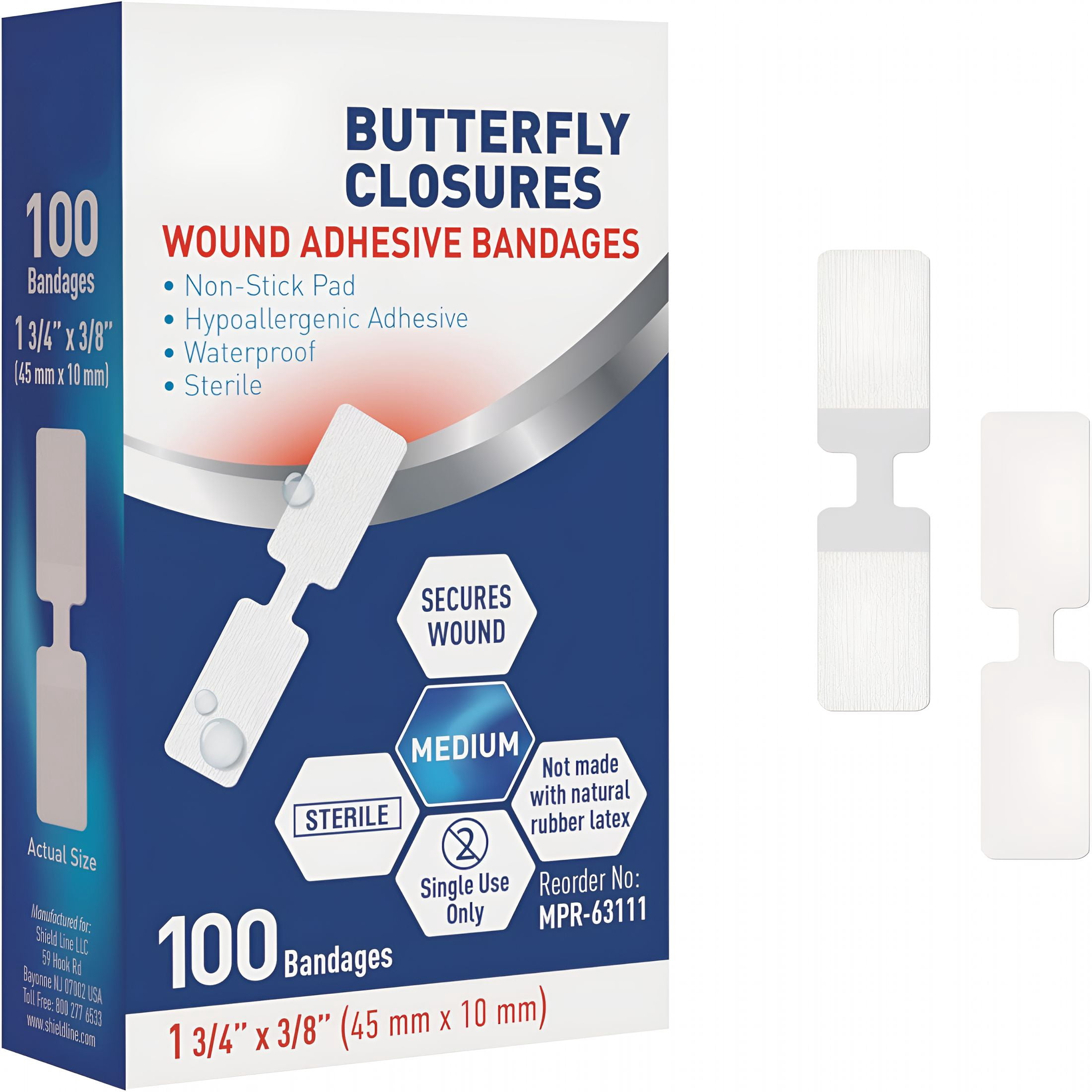 QARUN Butterfly Wound Closure Strips Pack of 100 Sterile Nonstick ...