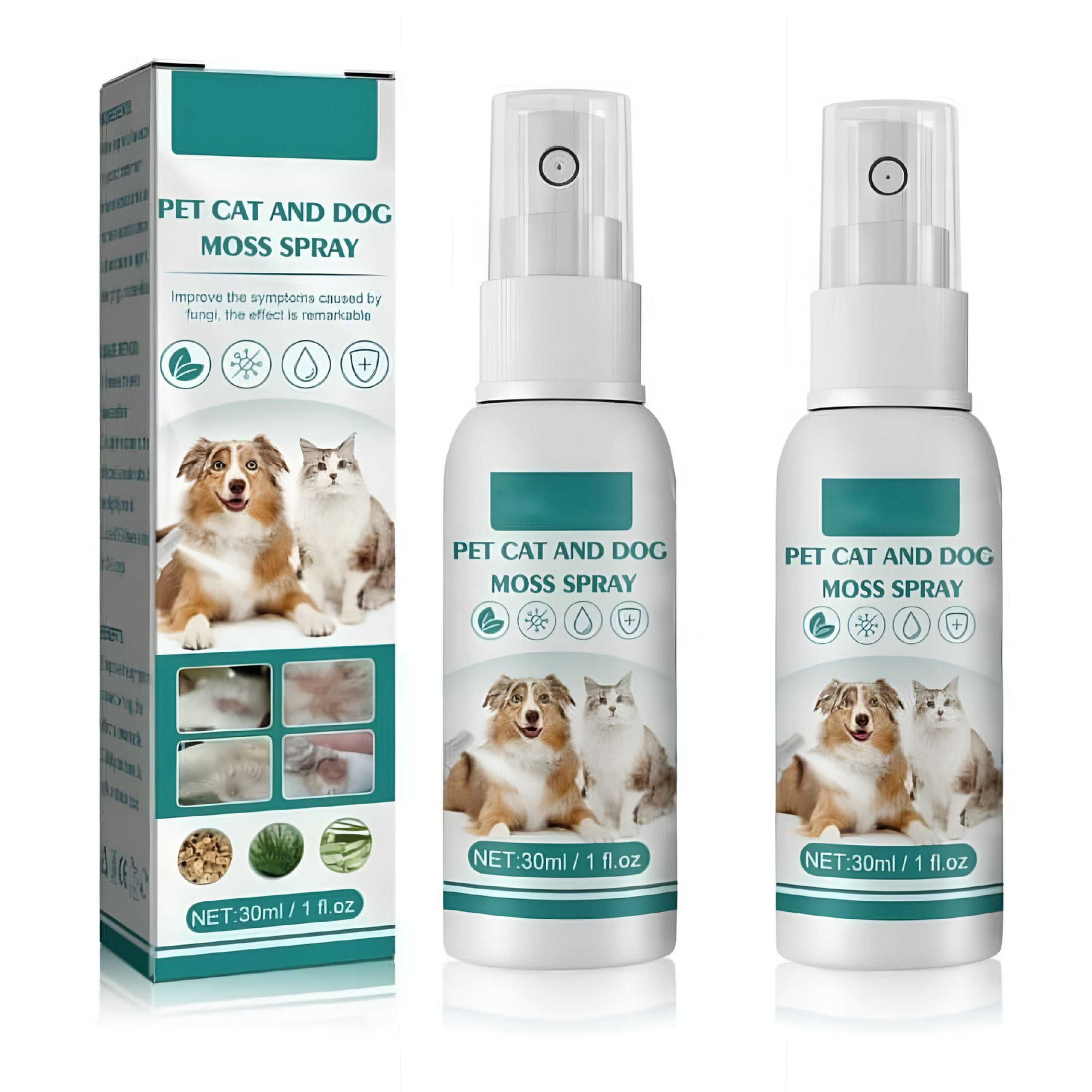 QARUN Pet Cat and Dog Moss Spray, Skin Moss Cleaning Care, 30ML Anti ...