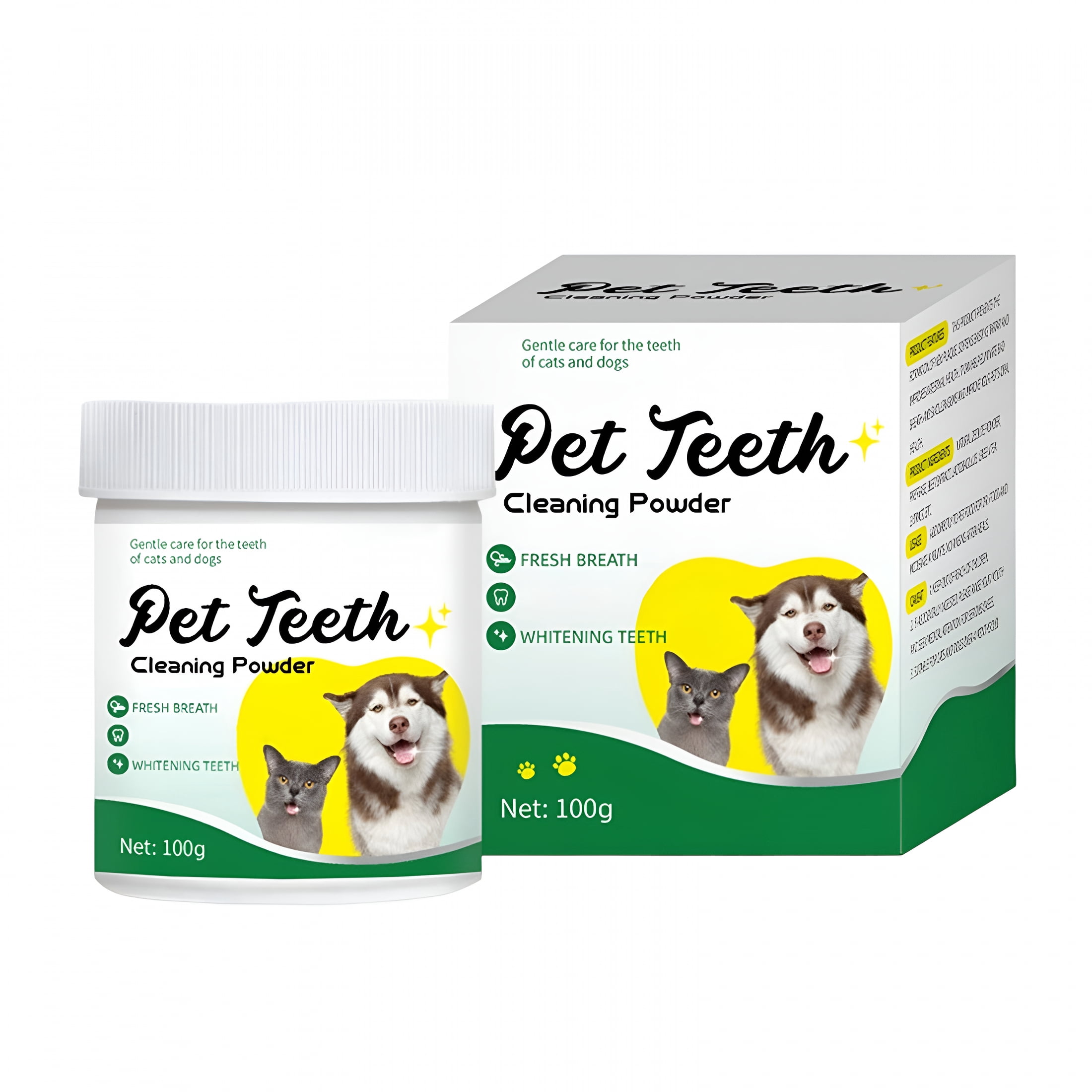 QARUN Dog Teeth Cleaning Powder, 100G Natural Dental Powder for Dogs ...