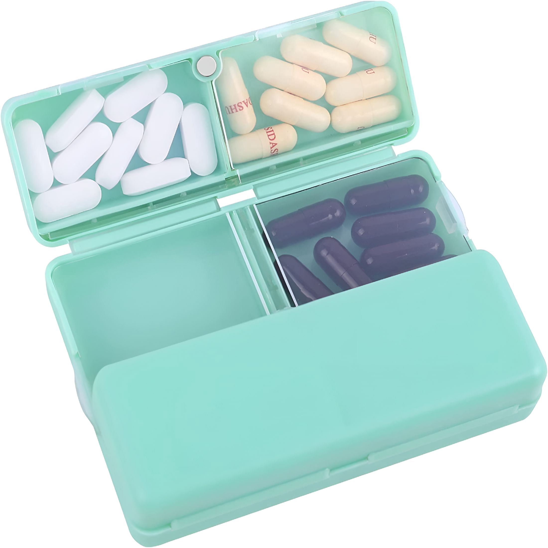QARUN Magnetic Foldable Travel Pill Organizer,Portable 7 Day Weekly ...