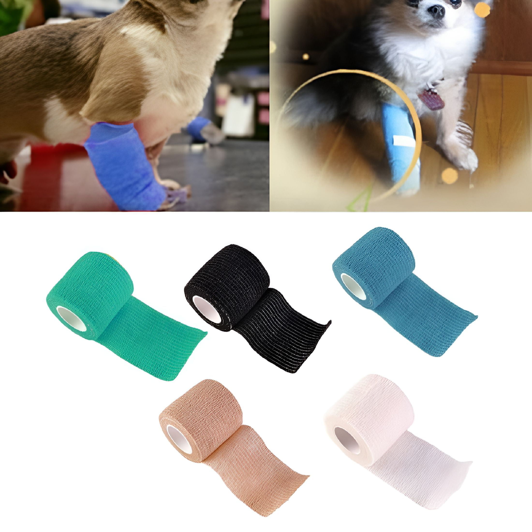 QARUN Pets Dog Cat Vet Wound Elastic Cohesive Bandage Self Wrap ...