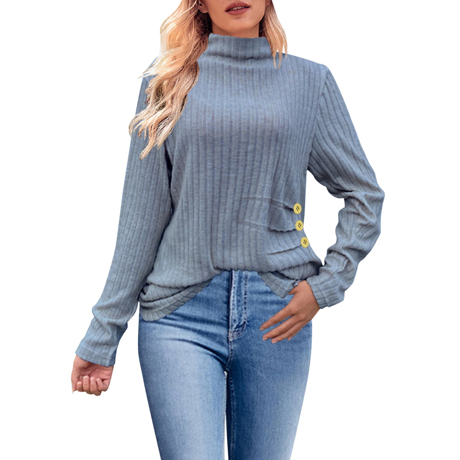 QASIEATN Sweaters for Graceful Women Fashion, Tshirts Fashion Solid ...