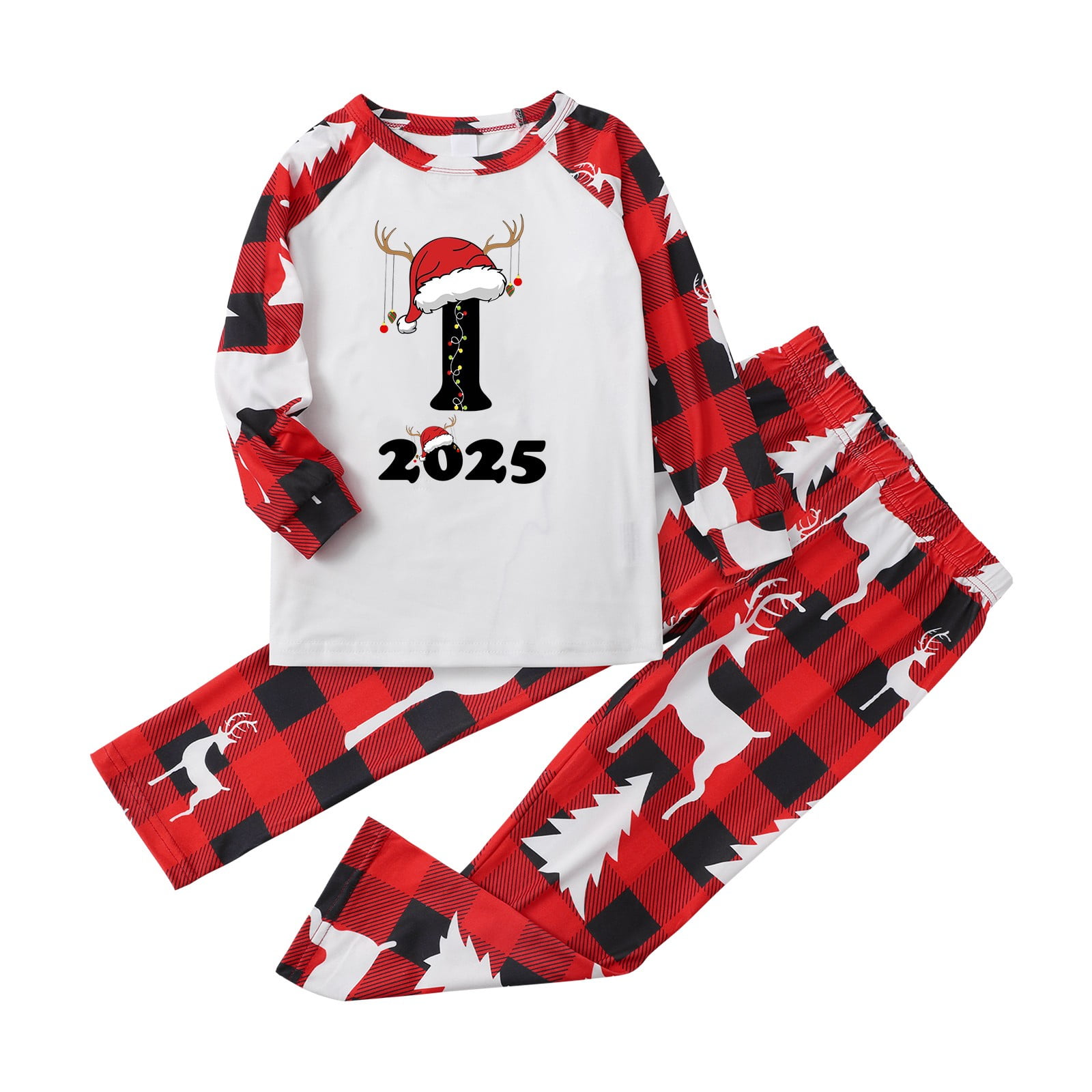 QASIEATN Unisex Family Christmas Pajamas Matching Sets, Letter Print ...
