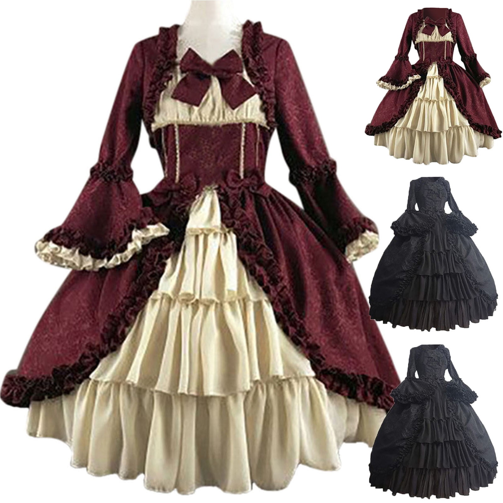 QATAINLAV 2024 Victorian Renaissance Dress for Women Plus Size Ruffles ...