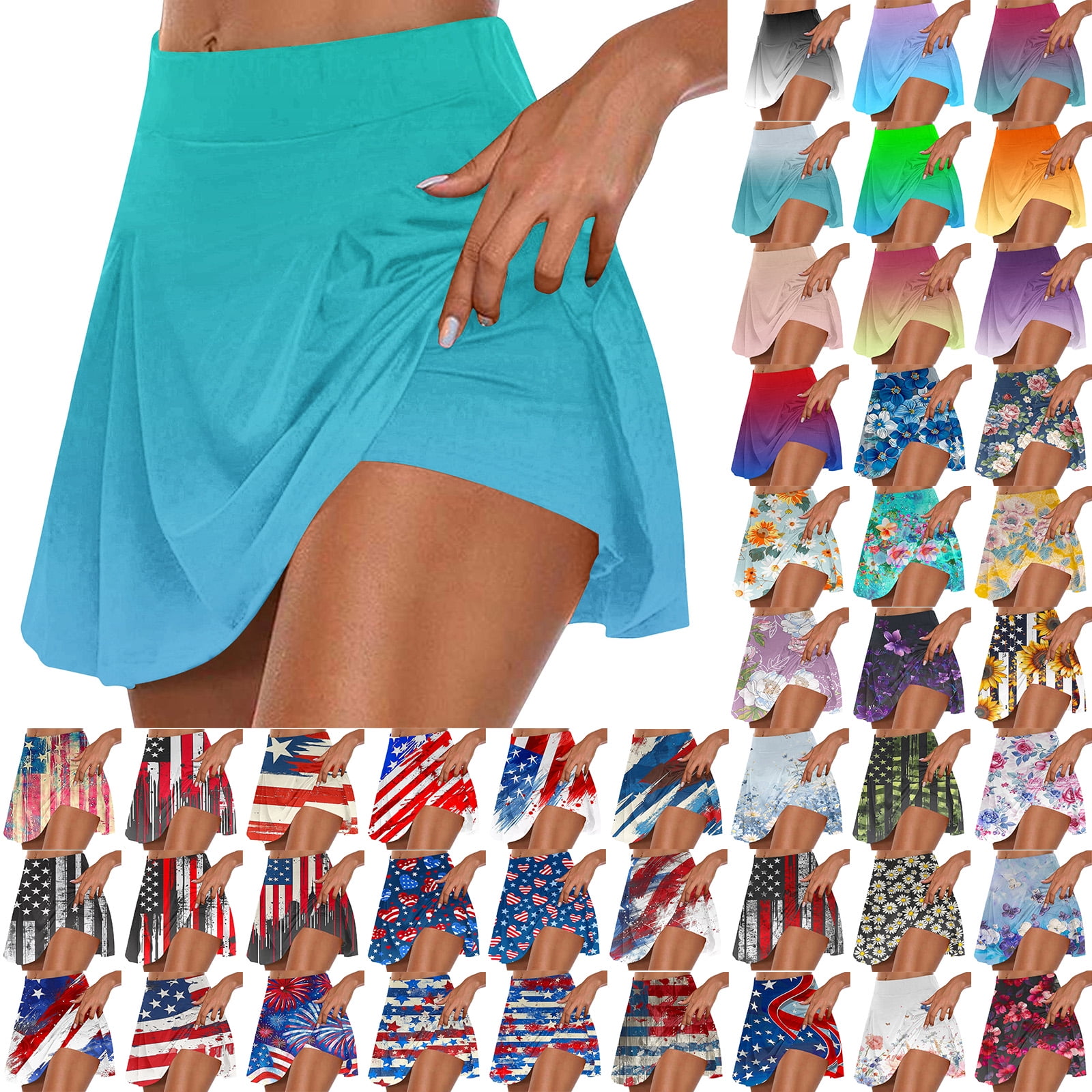 QATAINLAV 4th of July Golf Skorts for Women, Womens Usa Flag Print ...