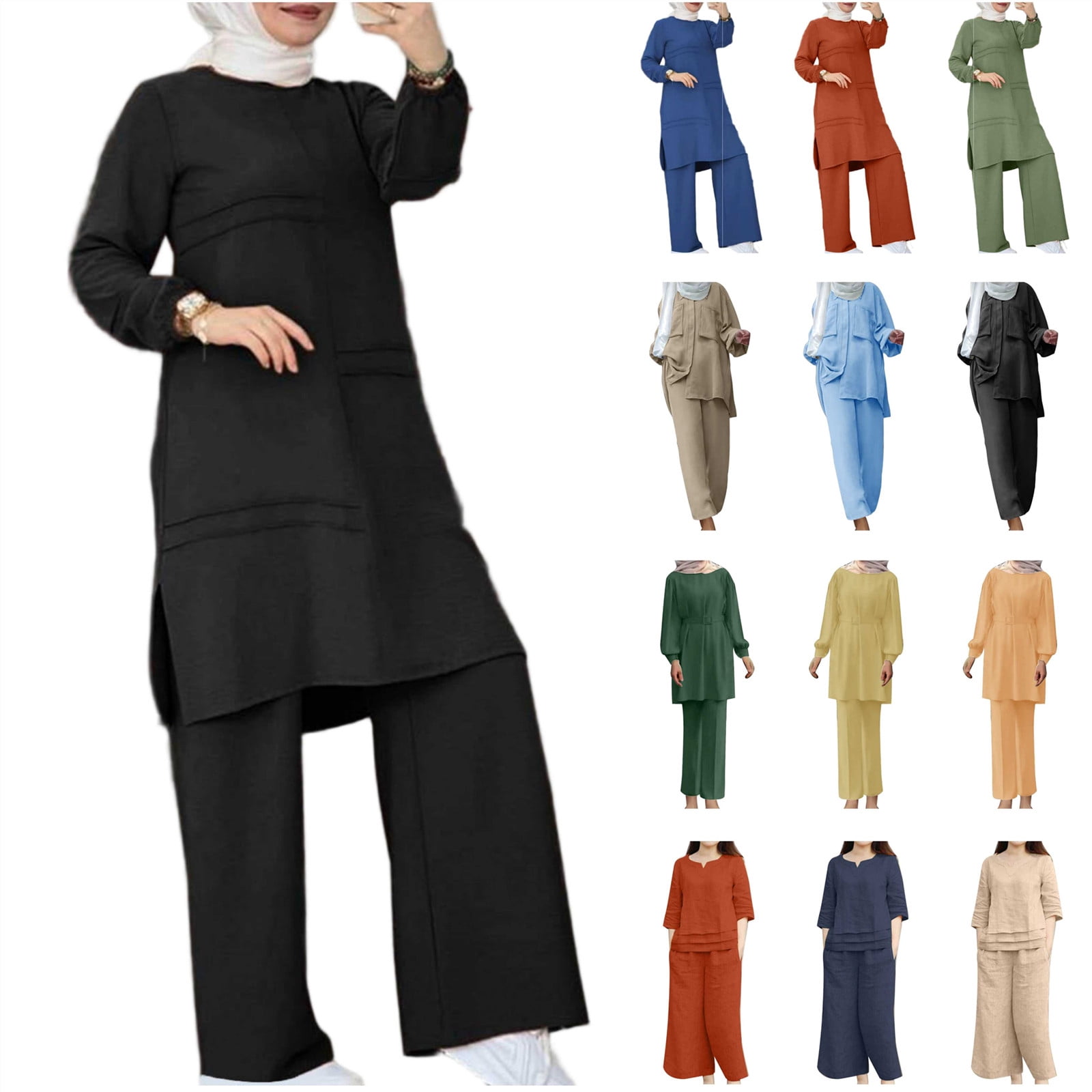 QATAINLAV Abayas Dress for Women Muslim Long Sleeve Shirts Tops and ...
