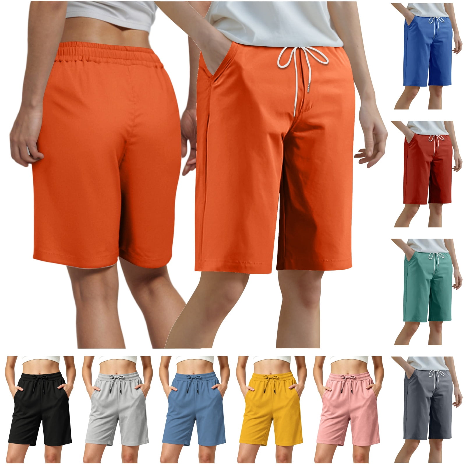 QATAINLAV Black Womens Summer Shorts Drawstring Elastic Waist Workout ...