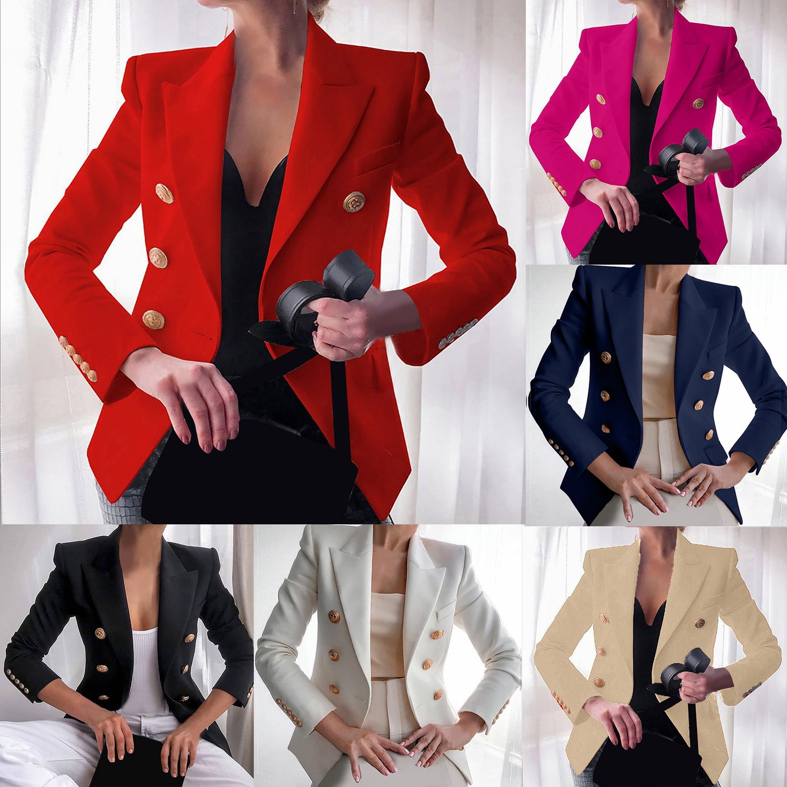 QATAINLAV Business Casual Blazers for Women Plus Size Suit Fall Winter ...