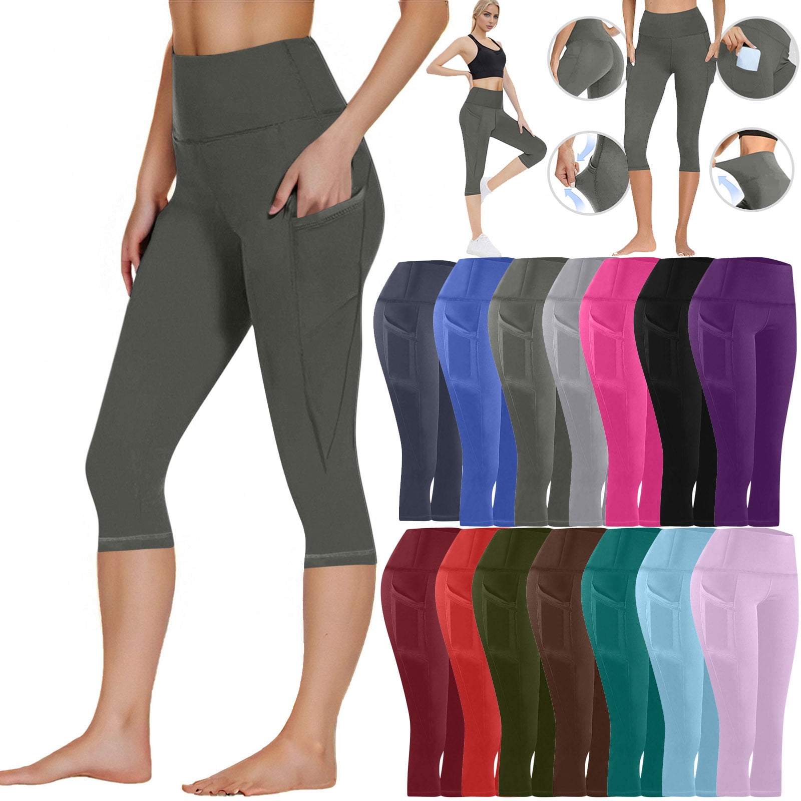 Qatainlav Butt Lifting Leggings For Women High Waisted Capri Leggings