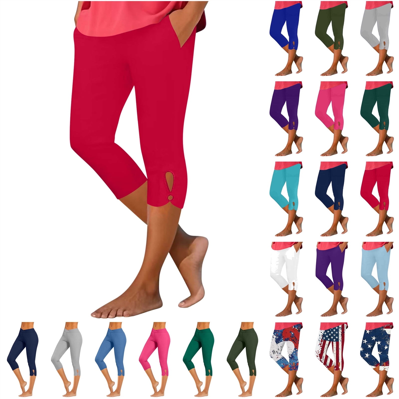 QATAINLAV Capri Leggings for Women 2025 Summer Stretch Plus Size High Waisted Soft Casual ...