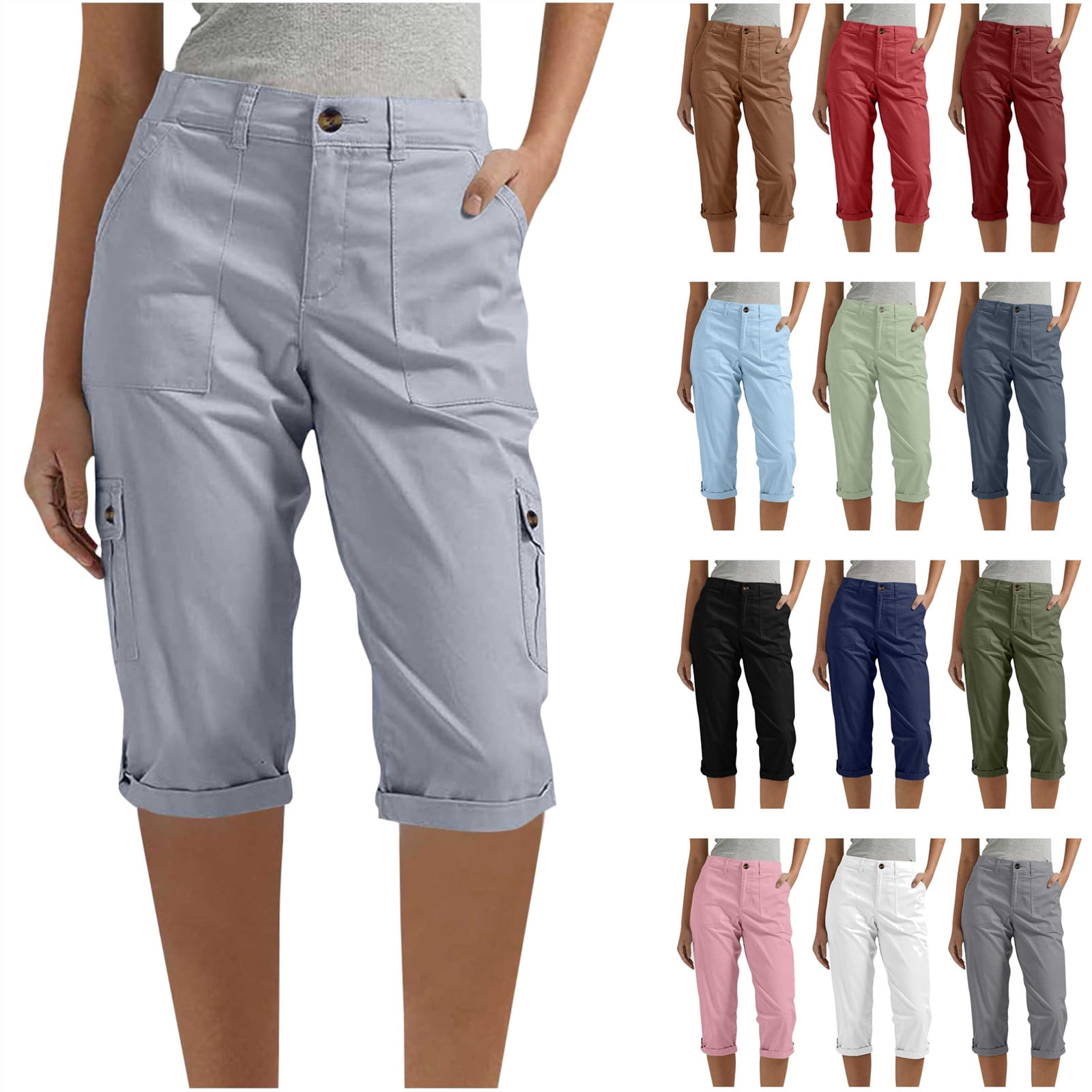 QATAINLAV Cargo Capri Pants for Women High Waisted Relaxed Fit Casual ...
