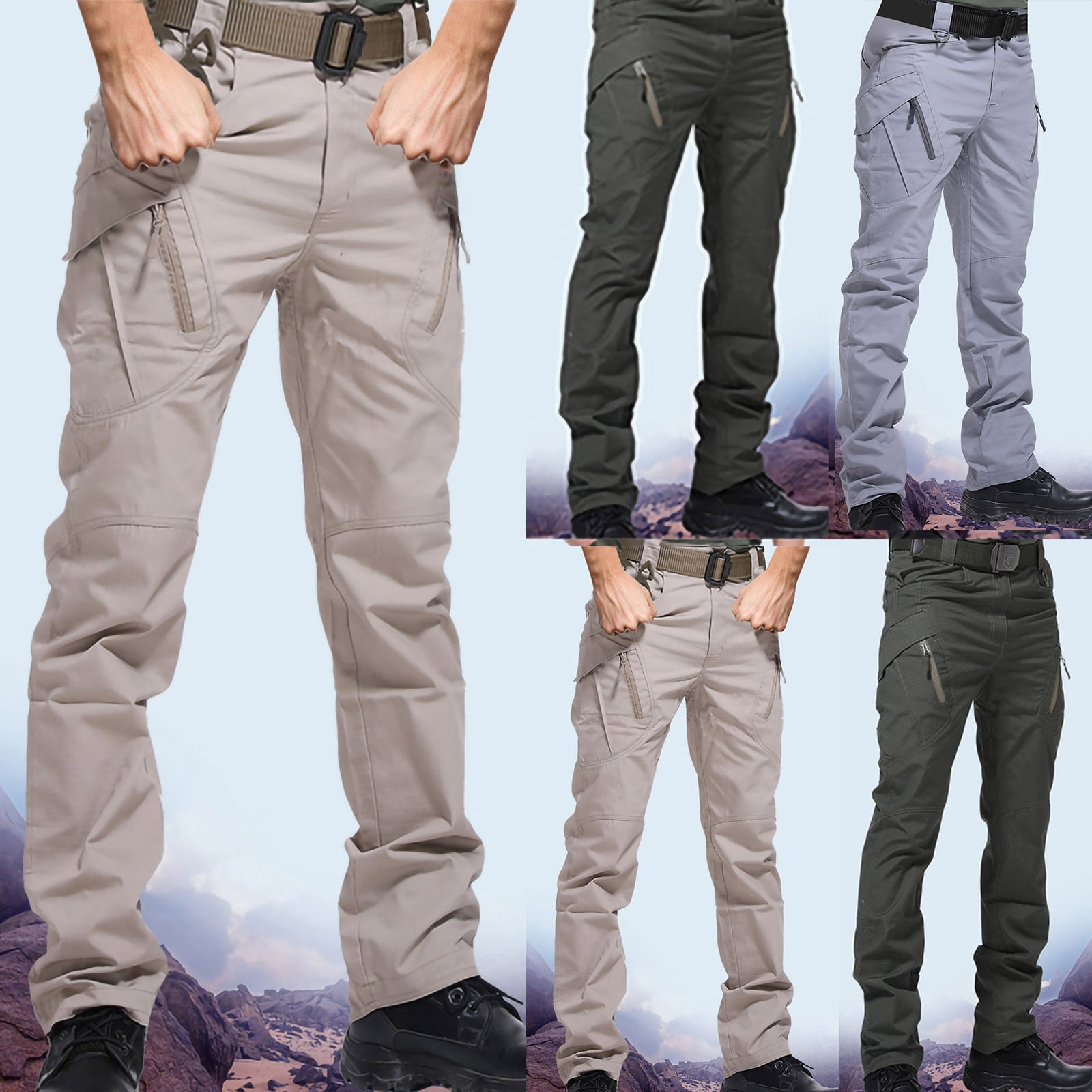 QATAINLAV Men's Tactical Pants Loose Fit Lightweight Waterproof Cargo ...