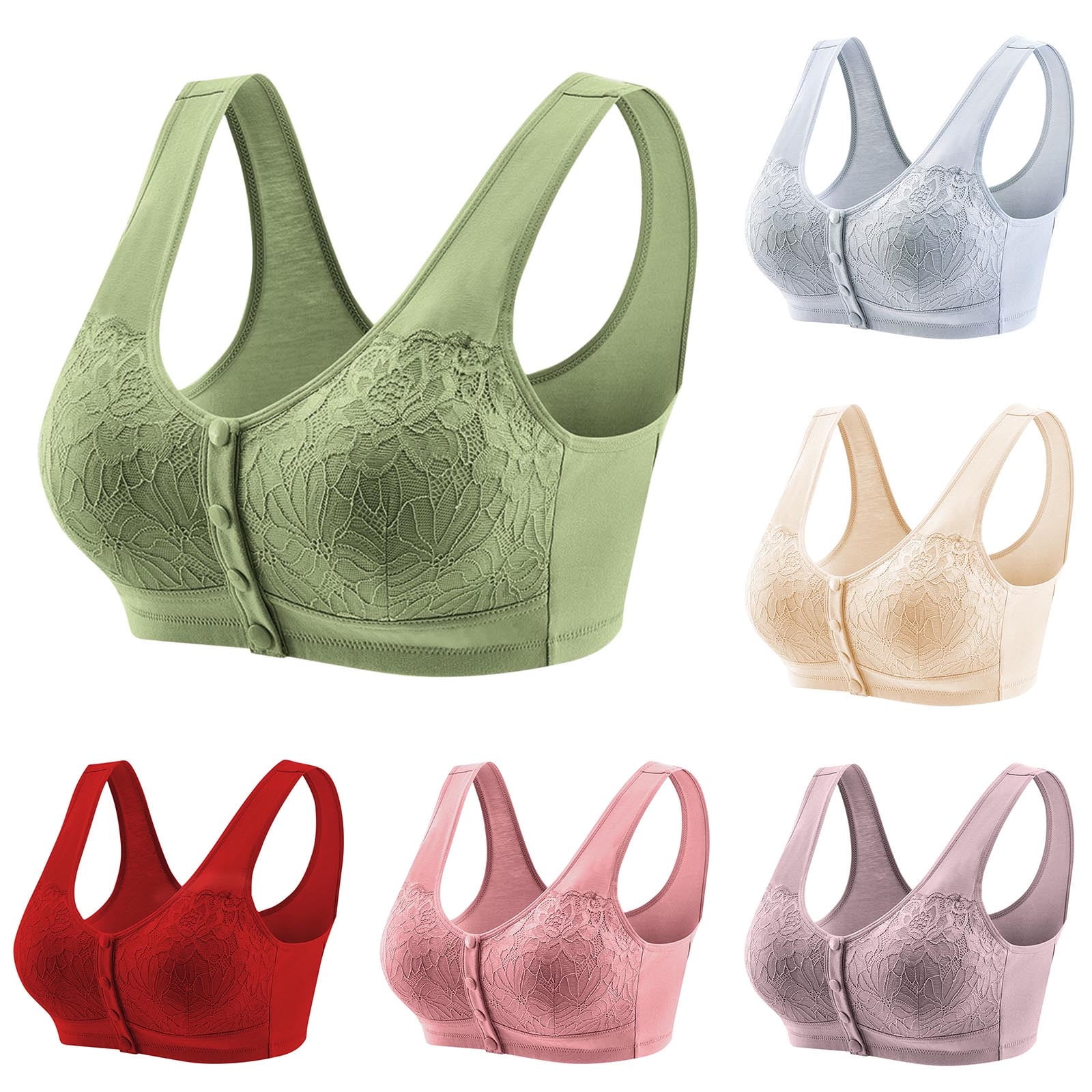 QATAINLAV Daisy Bras for Older Women Front Closure Plus Size Bra Push ...