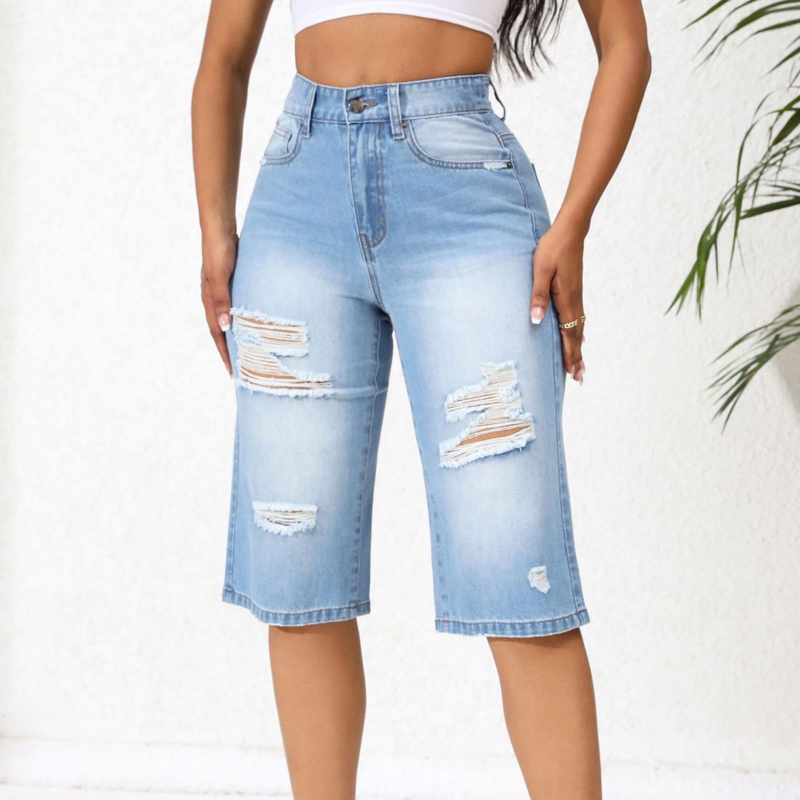 QATAINLAV Distressed Ripped Frayed Jeans for Women Loose Fit Jean ...