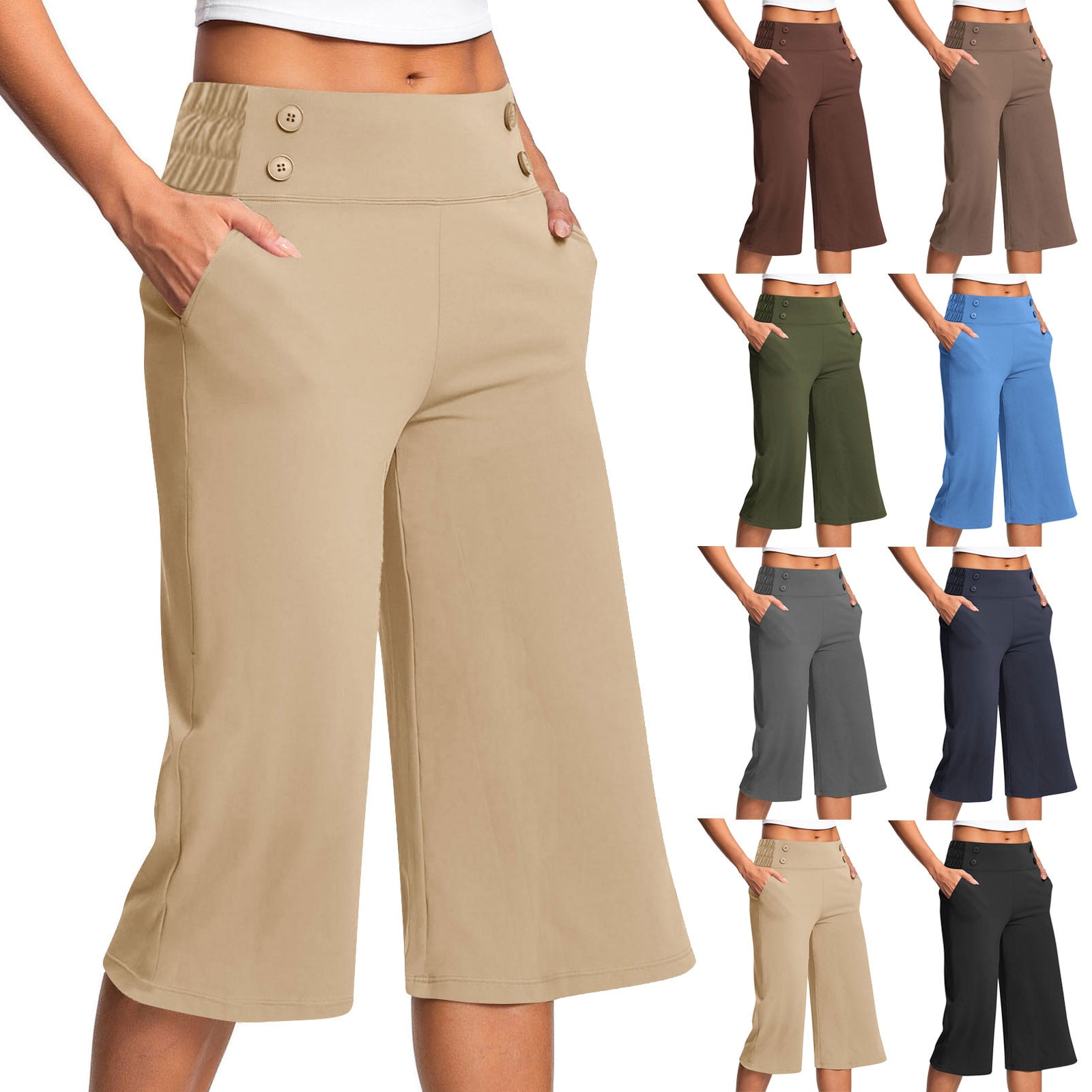 QATAINLAV Dress Work Pants for Women High Waisted Yoga Capri Pants ...