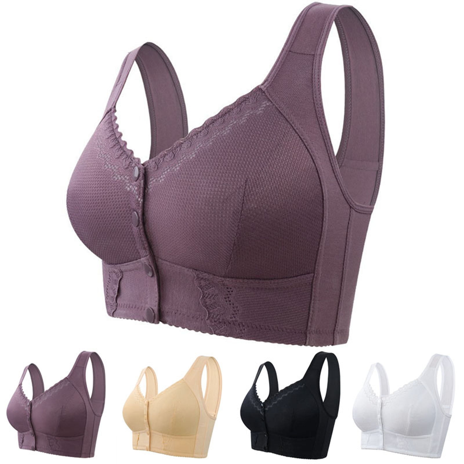 QATAINLAV Front Closure Bras for Older Women Plus Size No Underwire ...
