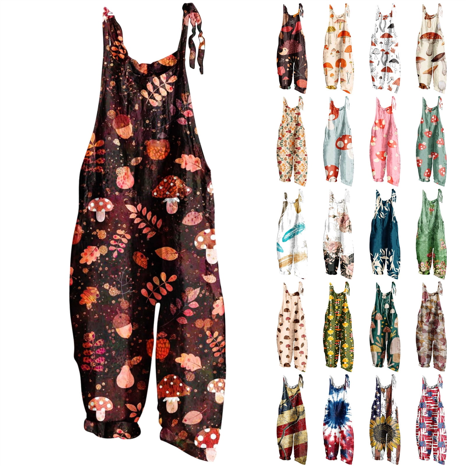 QATAINLAV Jumpsuits for Women Casual Adjustable Strap Linen Rompers ...