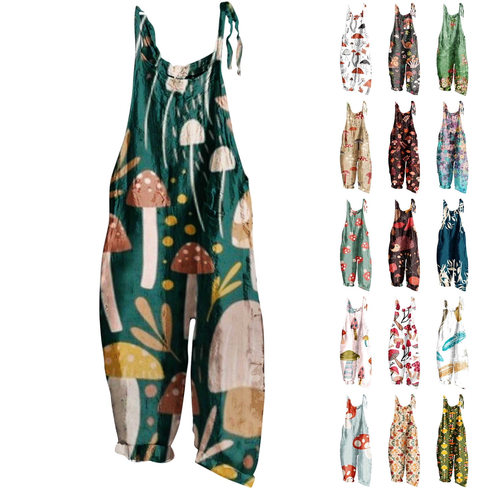 QATAINLAV Jumpsuits for Women Casual Adjustable Strap Linen Rompers ...