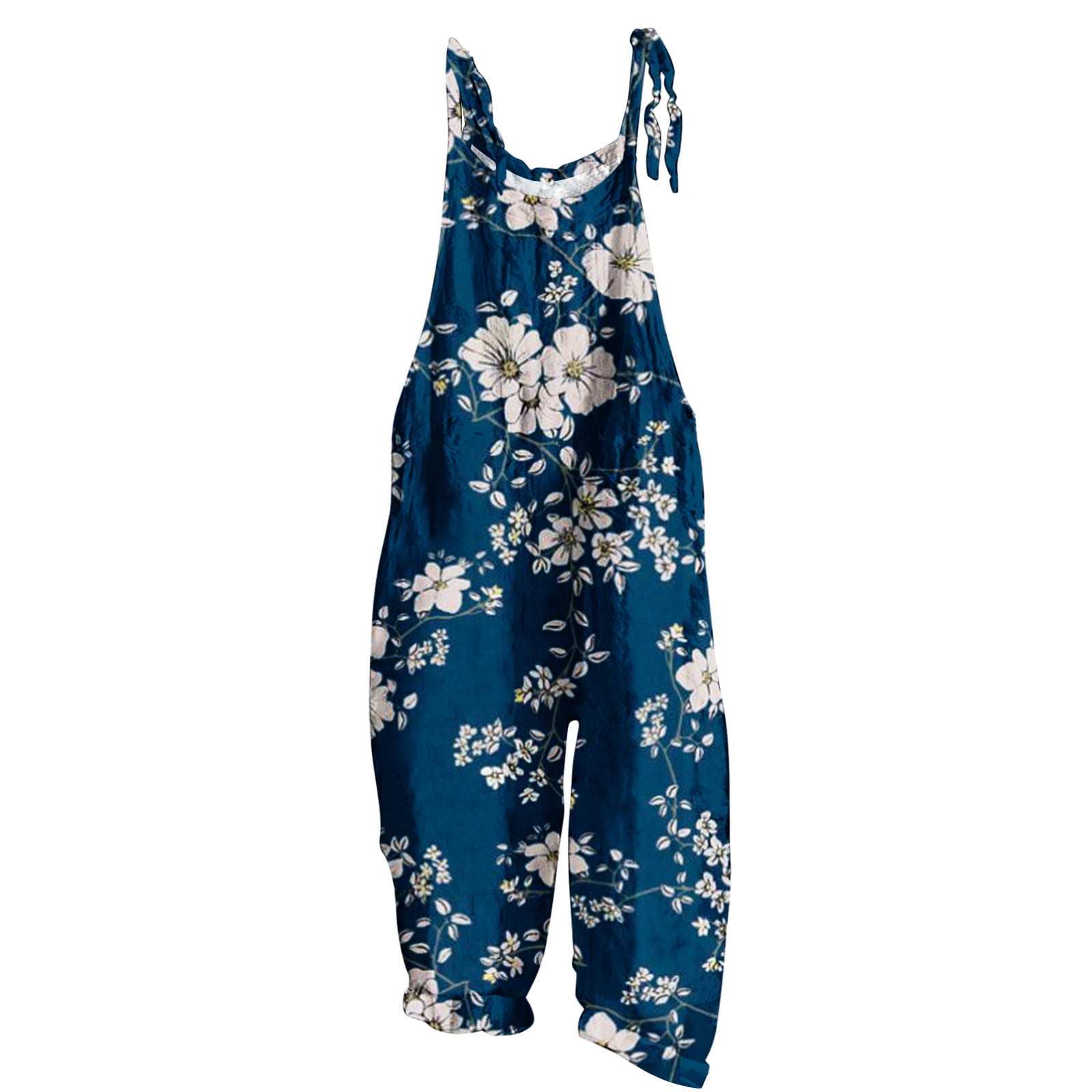 QATAINLAV Jumpsuits for Women Wide Leg Cotton Linen Jumpers Sleeveless ...