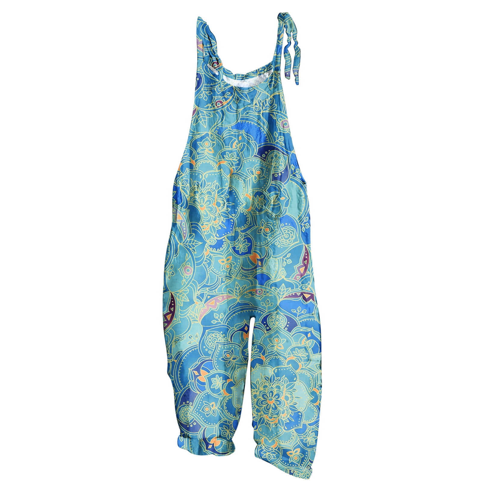 QATAINLAV Jumpsuits for Women Wide Leg Cotton Linen Jumpers Sleeveless ...