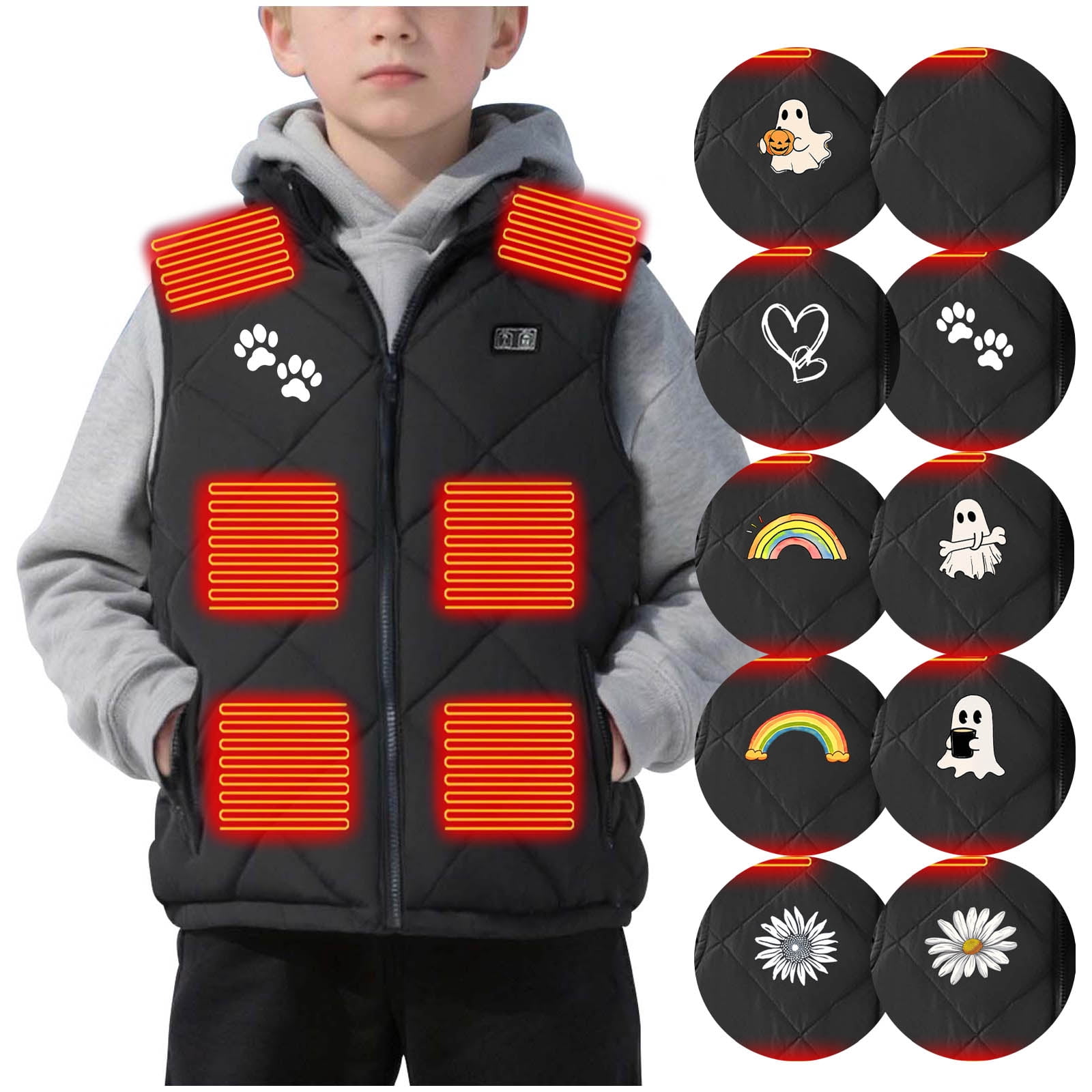 QATAINLAV Kids Heated Vest 13 Heating Zones Lightweight Waistcoat ...