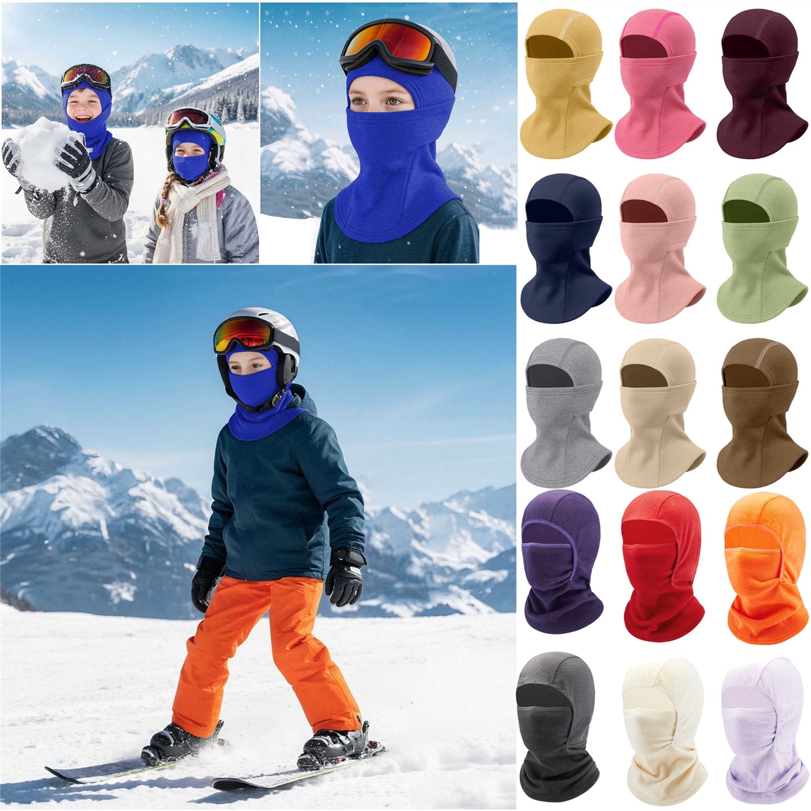 QATAINLAV Kids Winter Warm Ski Mask Boys Girls Fleece Face Cover Mask ...