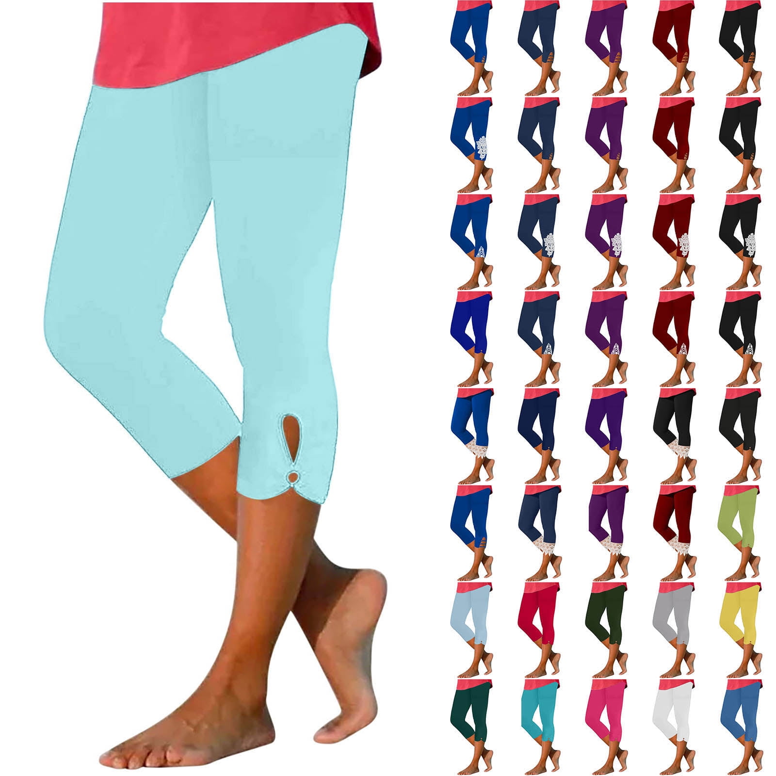 Qatainlav Leggings For Women Capri Pants For Women 2024 Summer Elastic