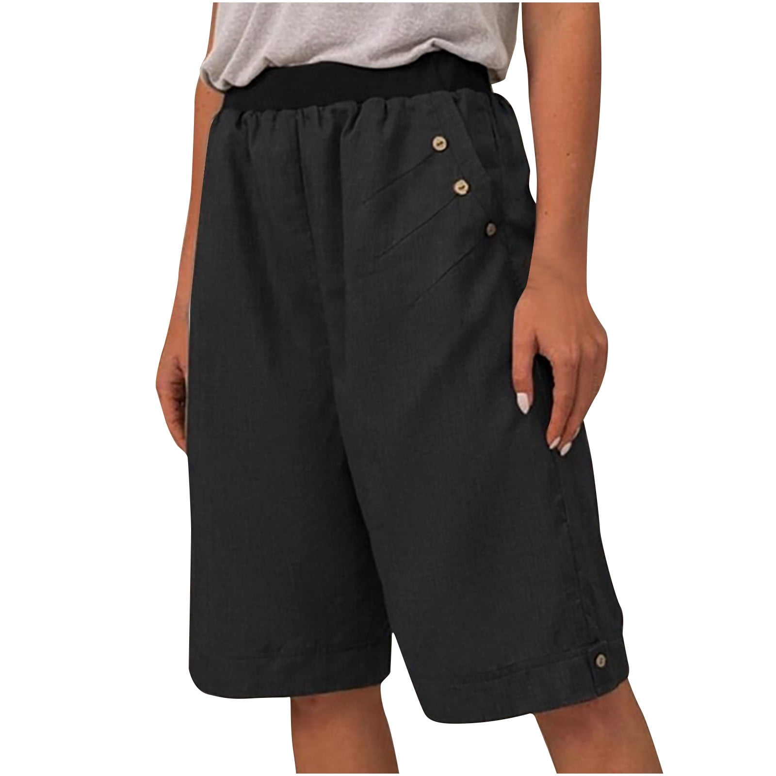 Qatainlav Linen Bermuda Shorts For Women Womens Bermuda High Rise