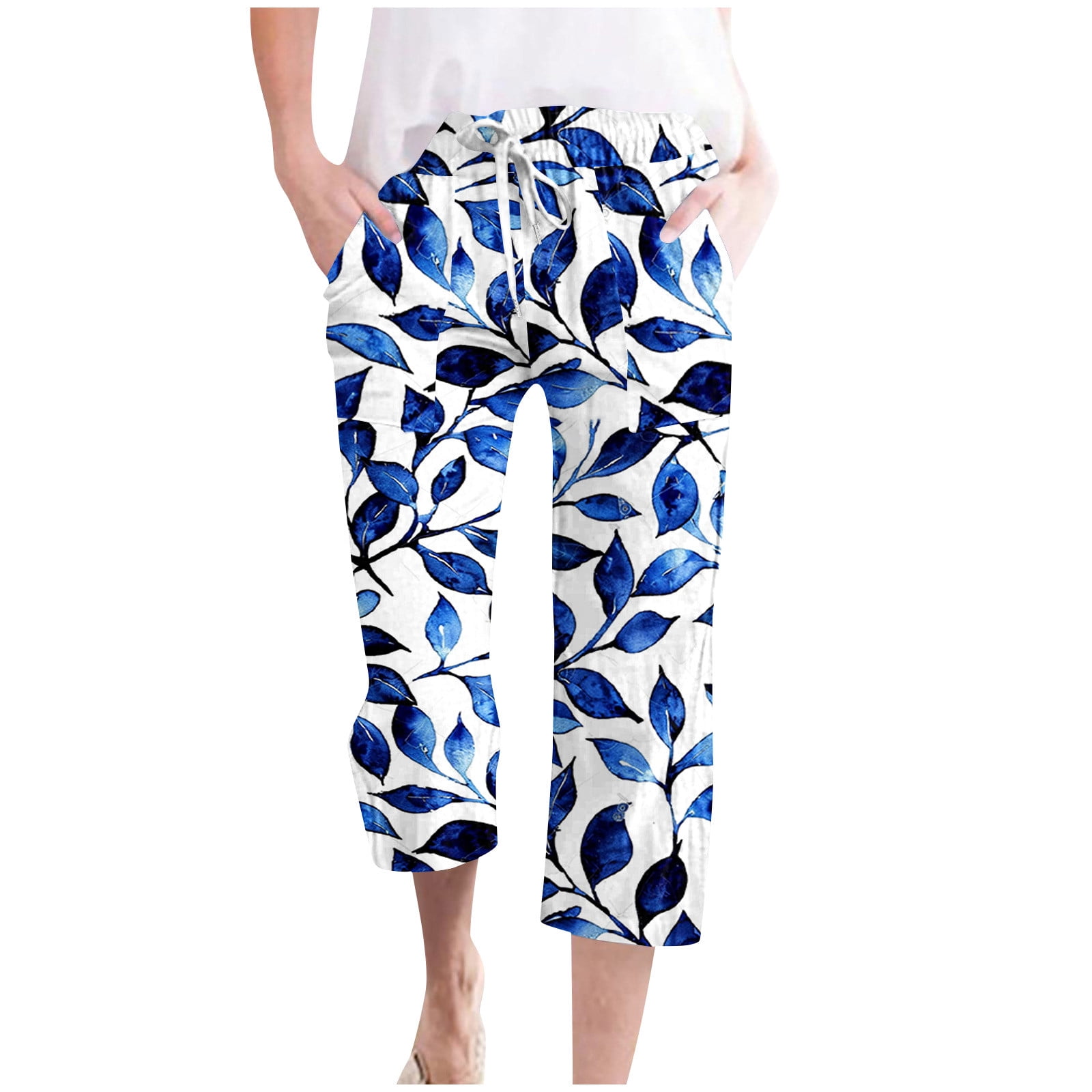 Qatainlav Linen Capri Pants Capris For Women Summer Loose Fit Cropped
