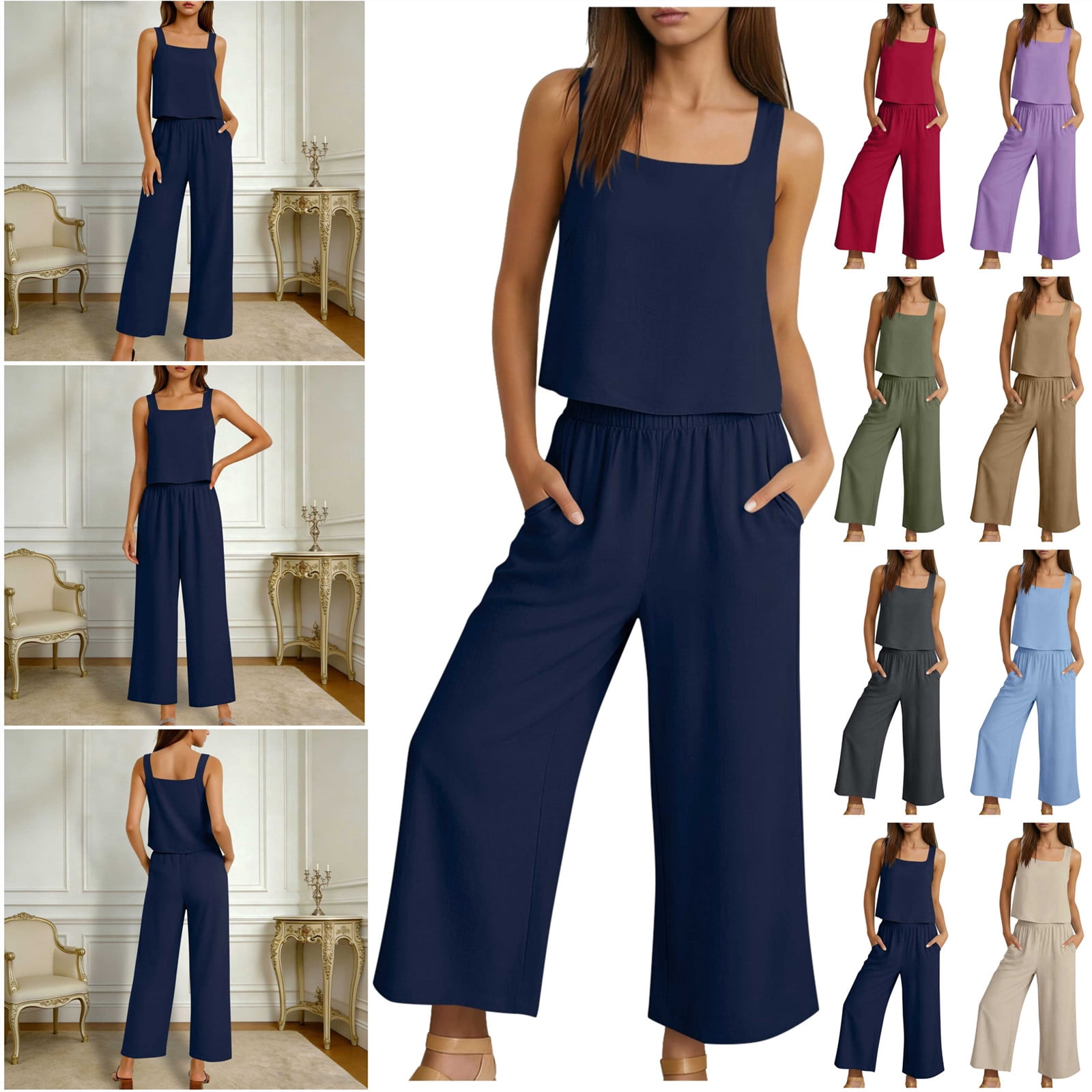QATAINLAV Linen Sets for Women 2 Piece Beach Vacation Clothes Summer ...