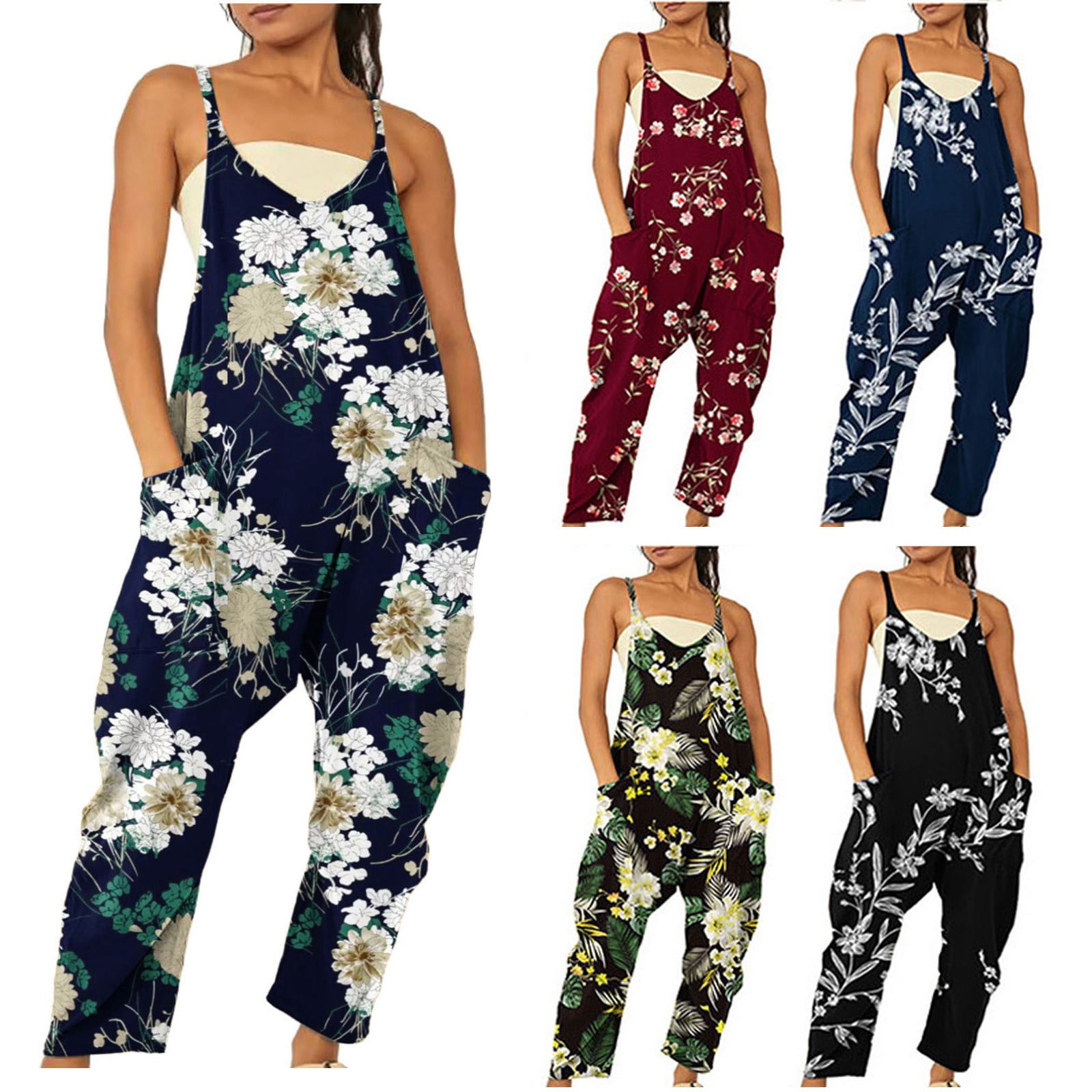 QATAINLAV Mardi Gras Outfit for Women Plus Size Jumpsuits Sleeveless V ...