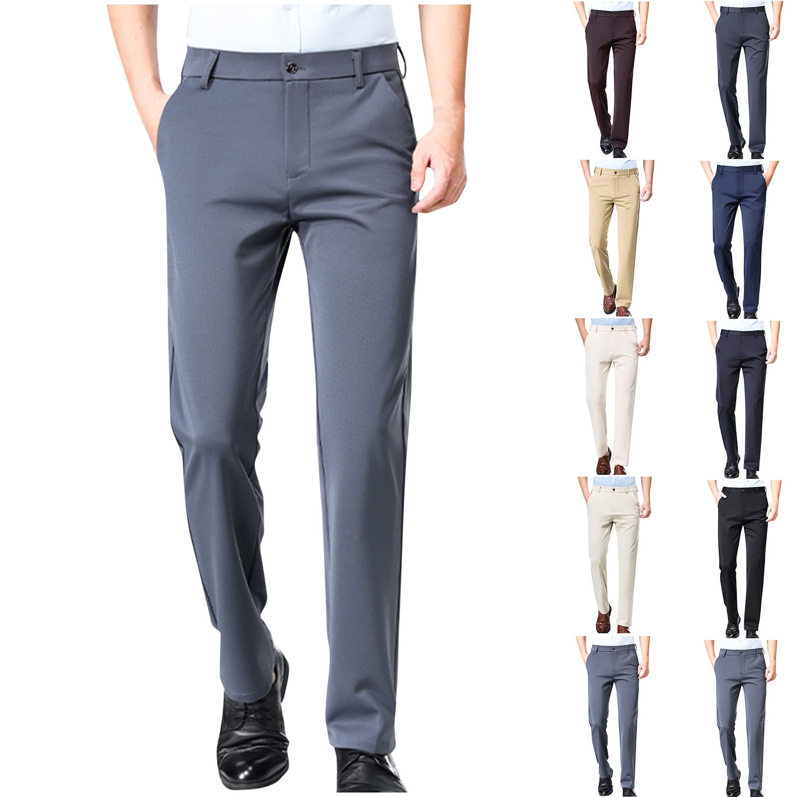 QATAINLAV Men's Dress Pants Casual Regular Fit Straight Leg Work ...