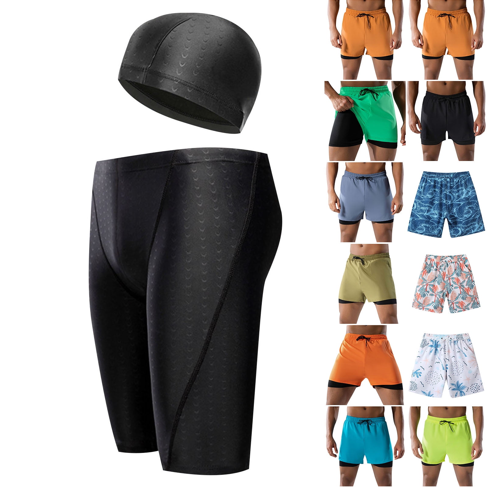 QATAINLAV Mens Big and Tall Square Leg Swimming Jammer Shorts Quick Dry ...