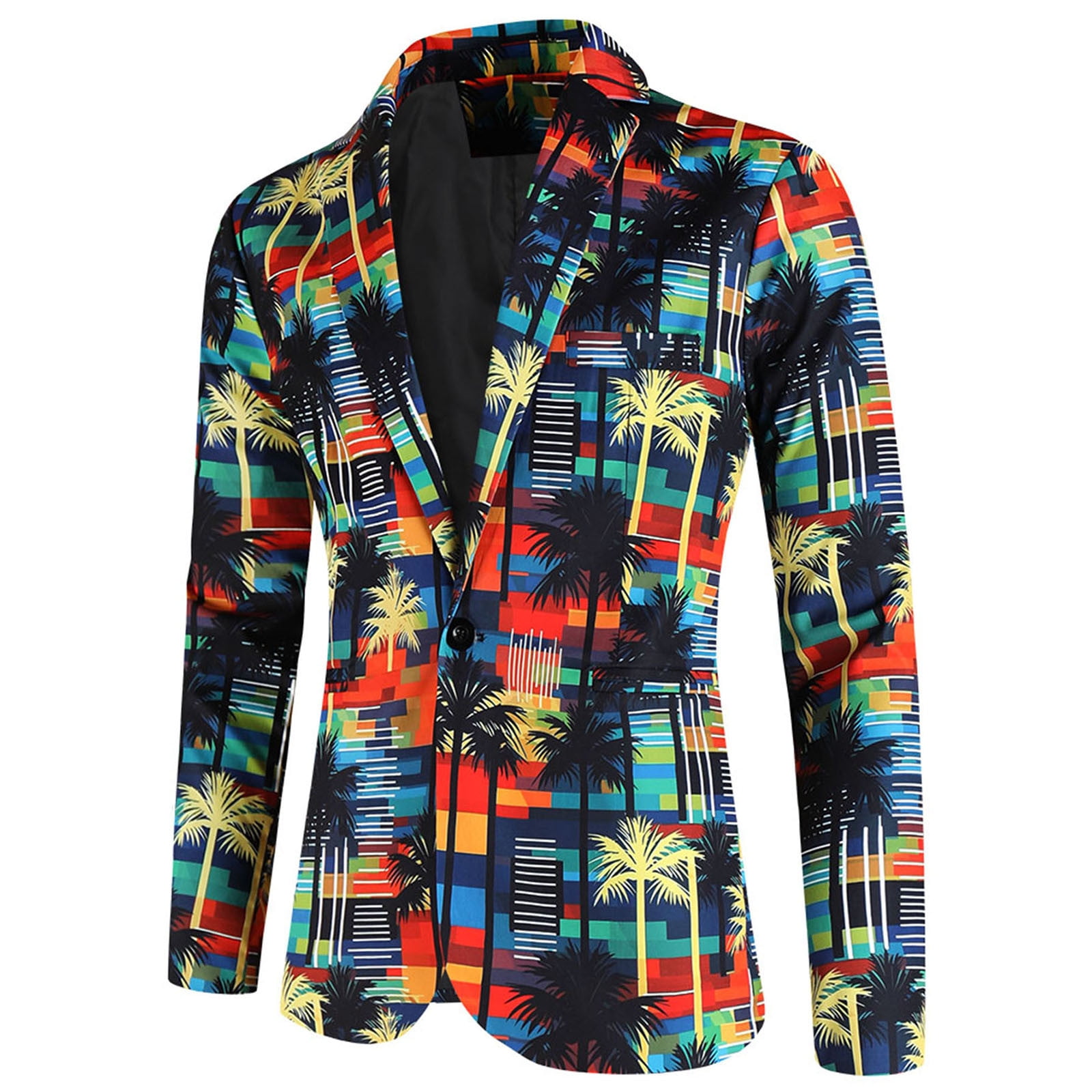 QATAINLAV Mens Blazer Fashion Palm Trees Print Suit Coat Slim Fit Long ...