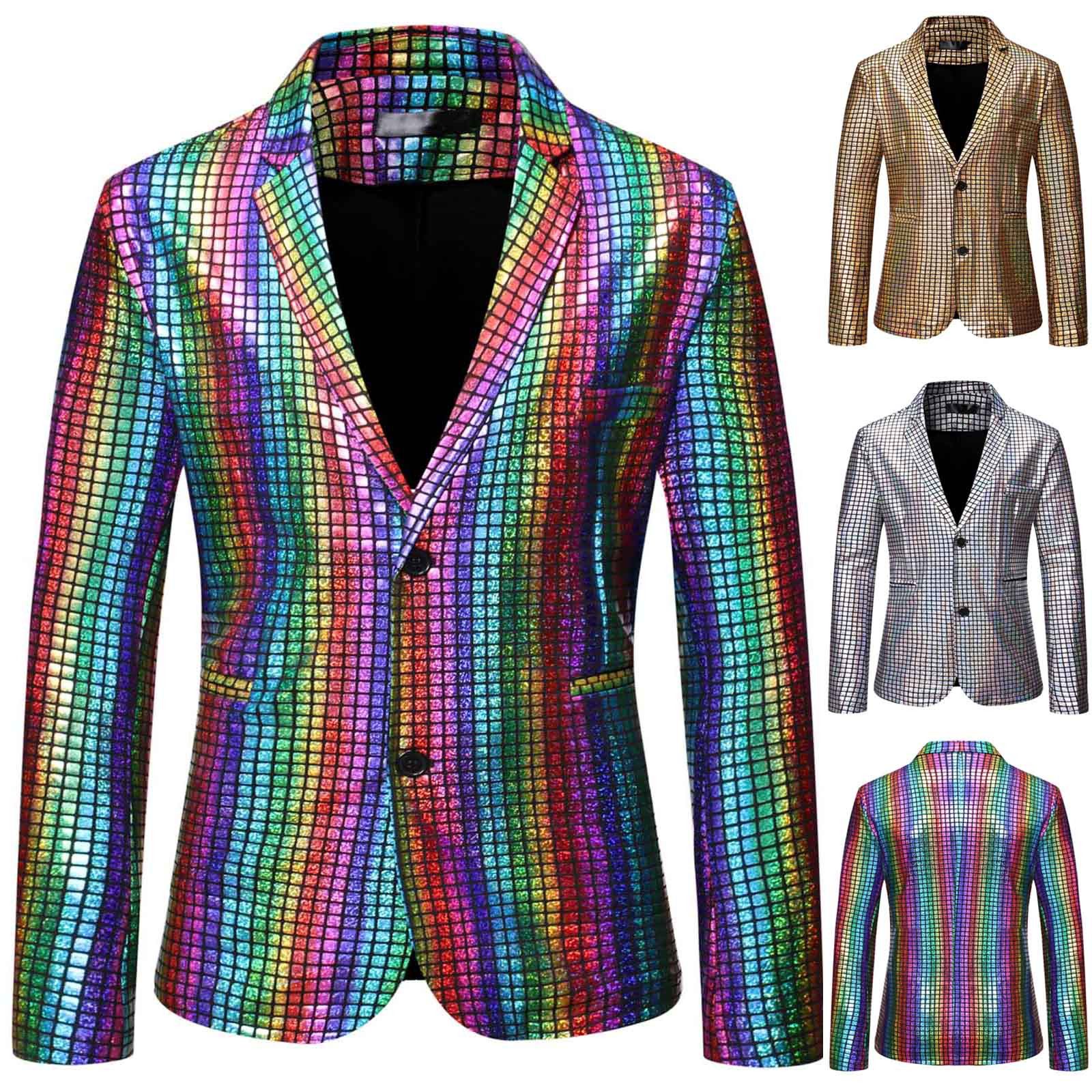 QATAINLAV Mens Glitter Blazer Jacket for Wedding Party Banquet Prom ...